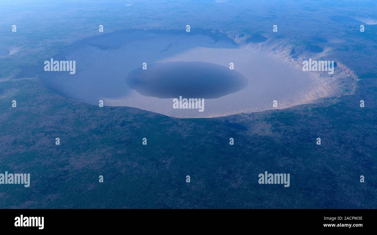 Nordlinger Ries impact crater. Artwork of the lake that formed in the ...