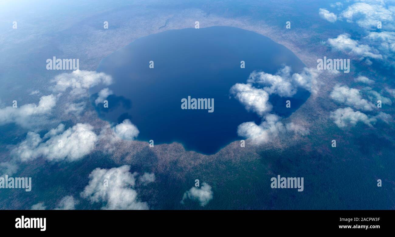 Nordlinger Ries impact crater. Artwork of the lake that formed in the ...