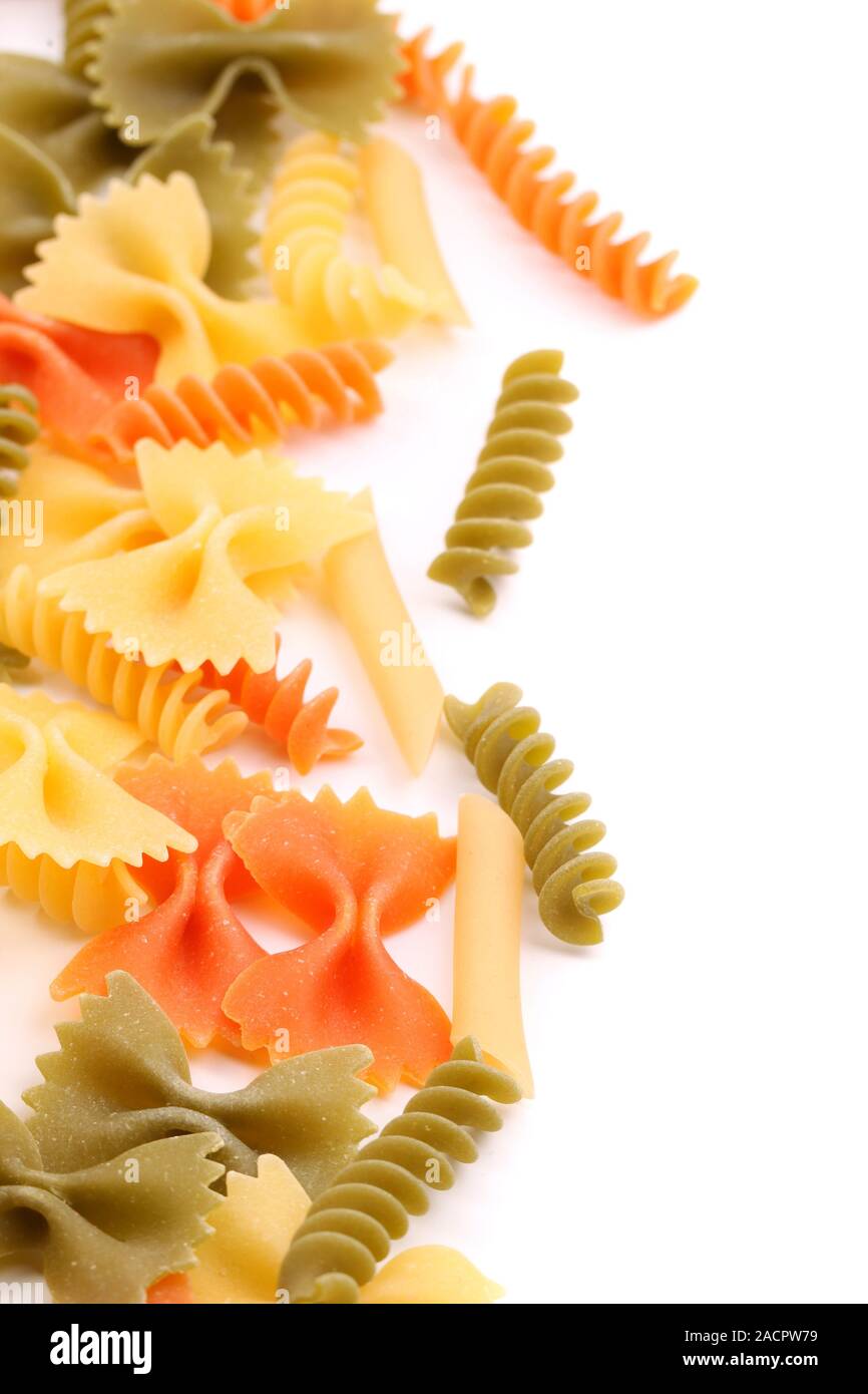 A different pasta in three colors close-up Stock Photo - Alamy