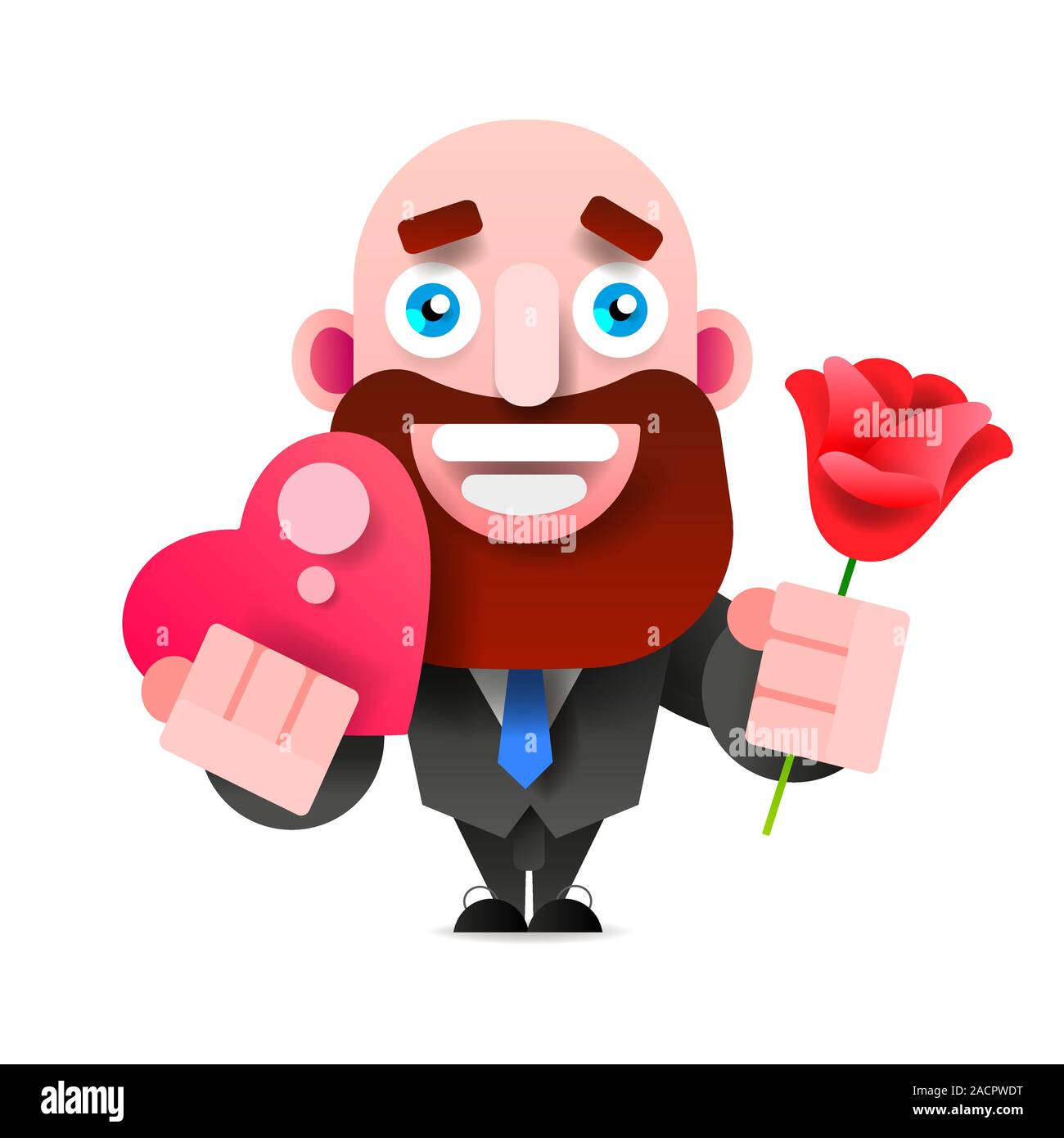 Beautiful Man With Rose, Great Design For Any Purposes. Vector Stock ...