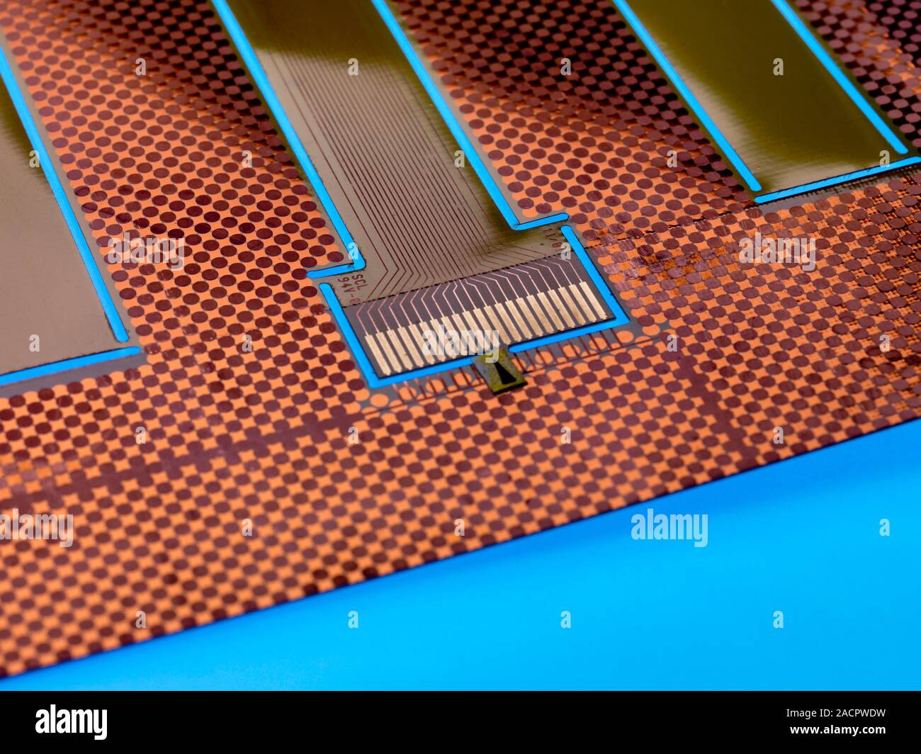 Thin-film thermocouple, close-up. Thermocouples, used for temperature ...