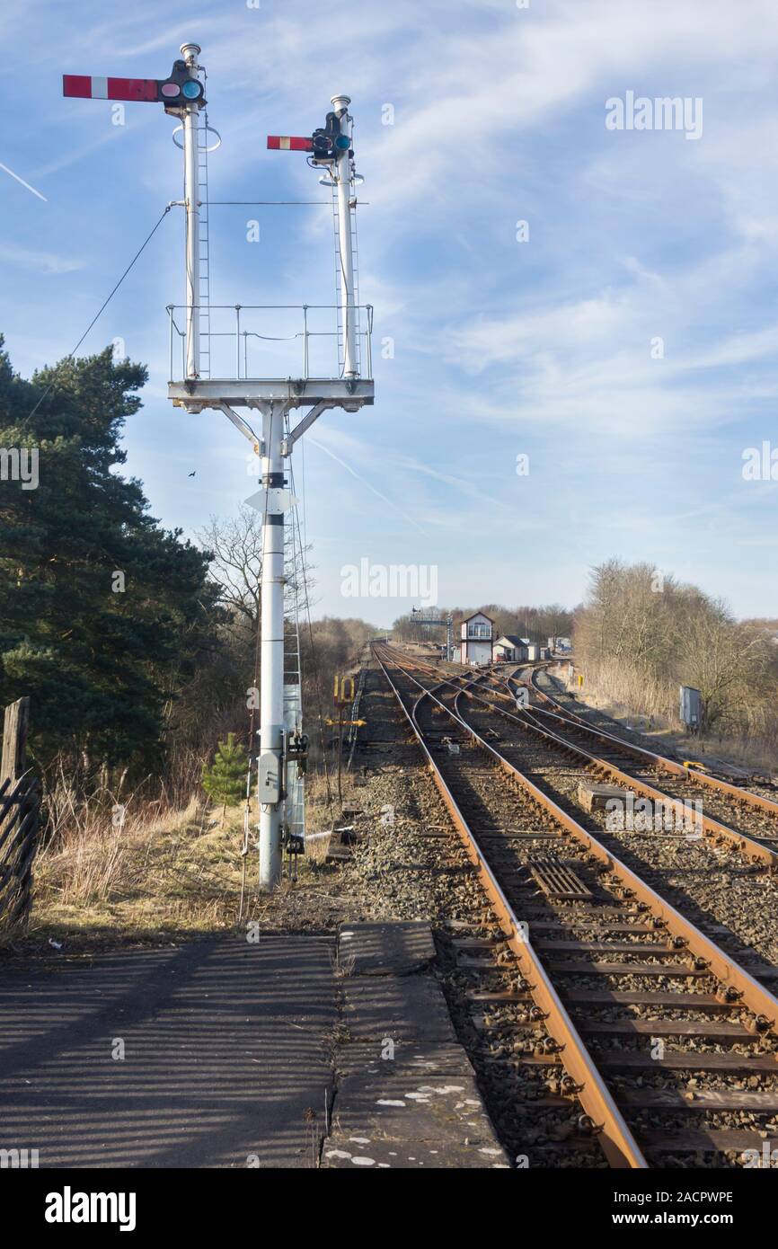 Semaphore signals at north junction of Appleby railway station on the ...