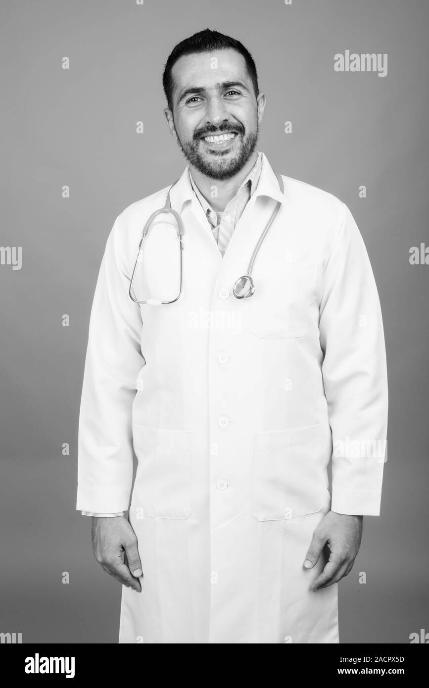 Happy persian bearded man doctor Black and White Stock Photos & Images ...