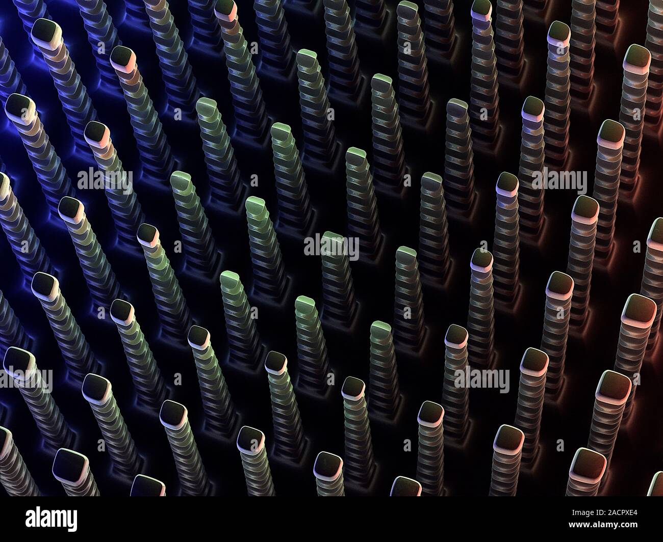 Mems Neural Interface Chip Coloured Scanning Electron Micrograph Of An