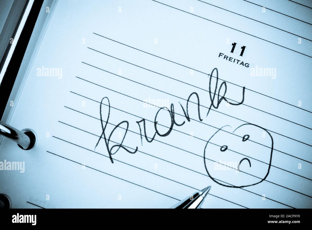 Entry in calendar: Sick Stock Photo - Alamy