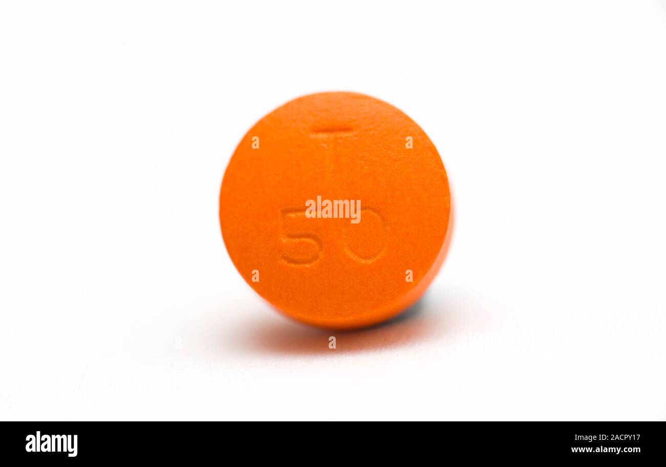 Atenolol tablet (50 mg), a beta blocker heart drug used to treat high ...