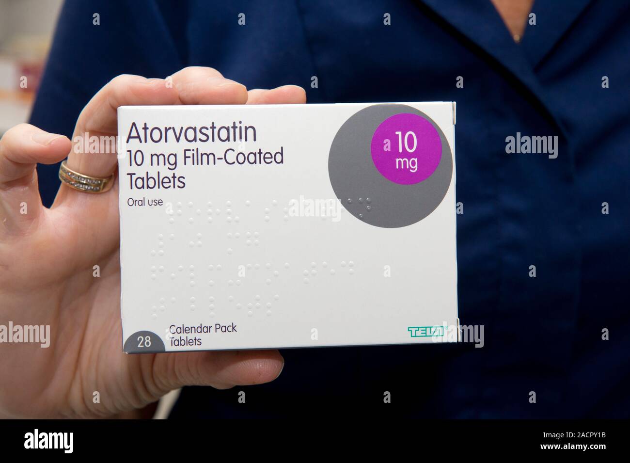 Pack of Atorvastatin tablets, a statin drug used to lower cholesterol ...