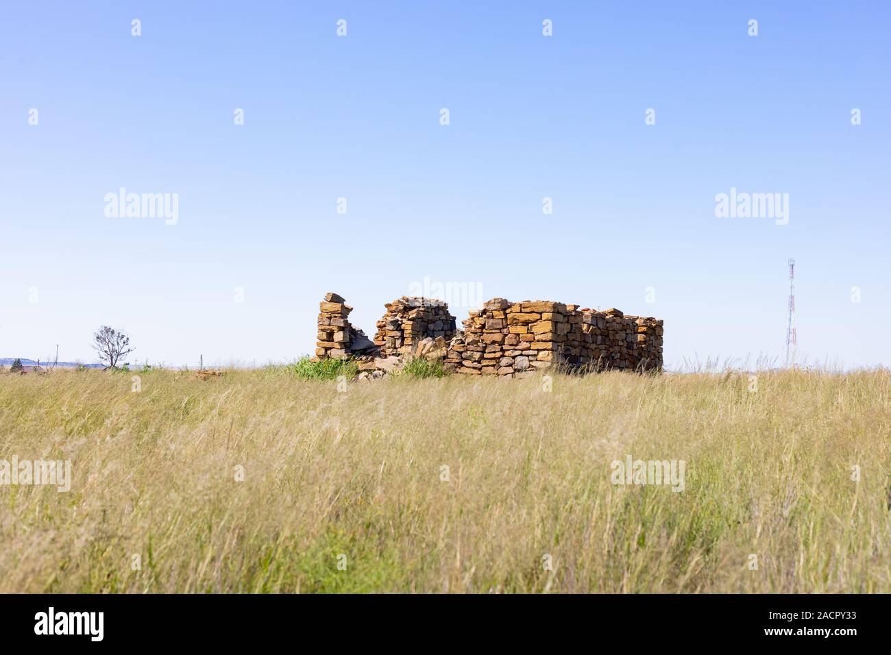 Old Ruins of a farm building in Rural Grassland Farming Area of the ...