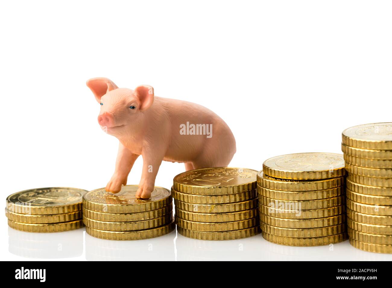 Pork on a stack of coins Stock Photo - Alamy