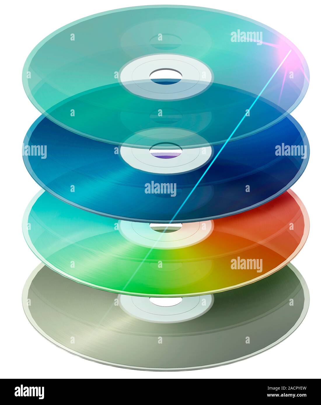 CD layers. Computer artwork showing the layers that contain the ...