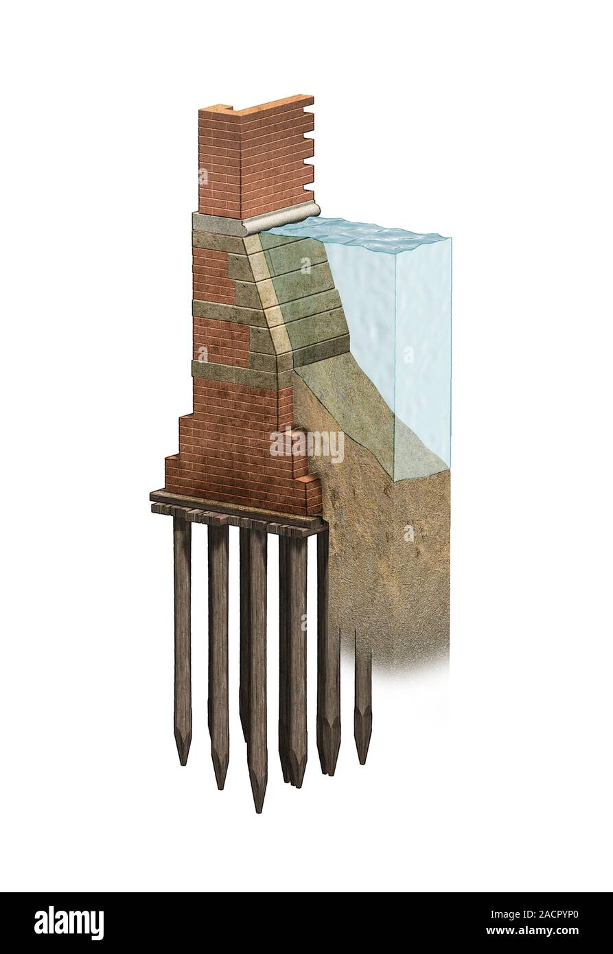 Venice building foundations. Computer artwork showing the foundations ...