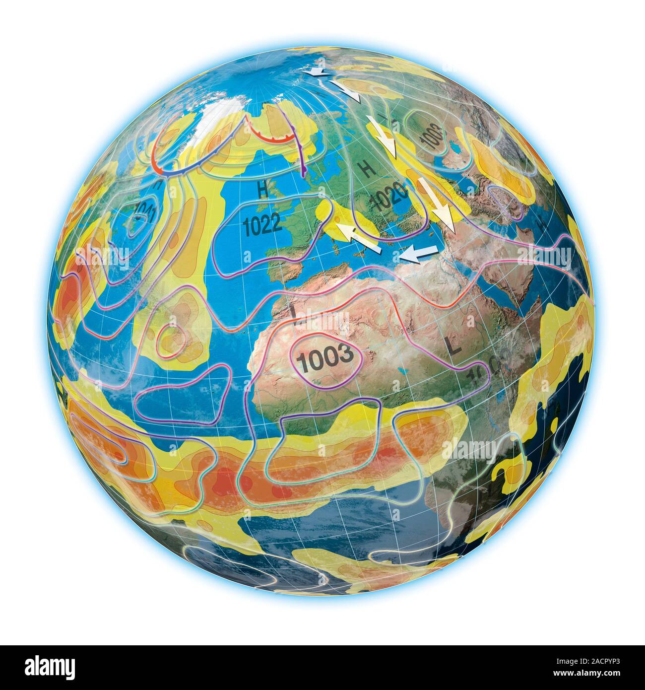 Surface weather analysis map, computer artwork Stock Photo - Alamy