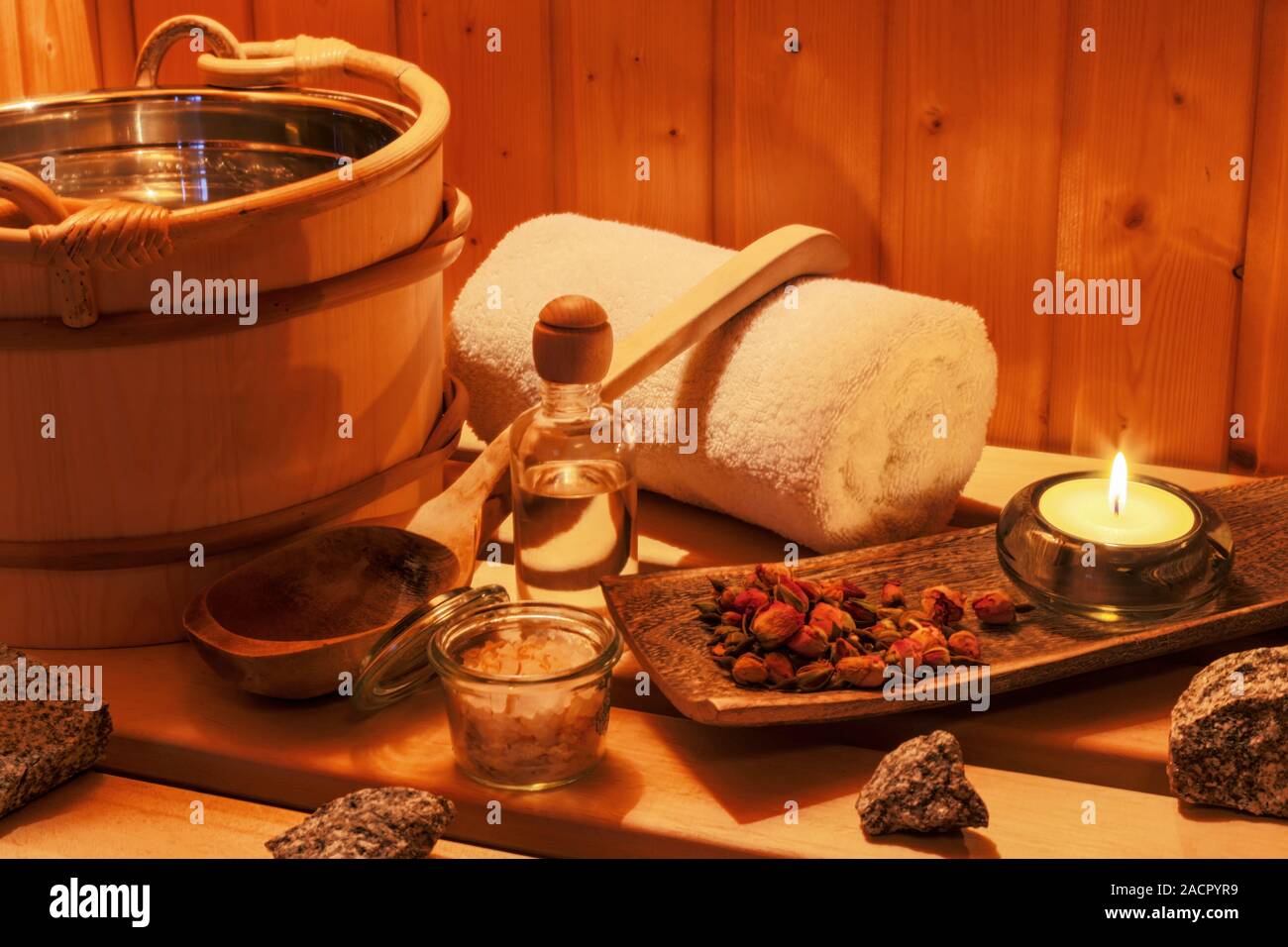 Wellness and spa in the sauna Stock Photo - Alamy