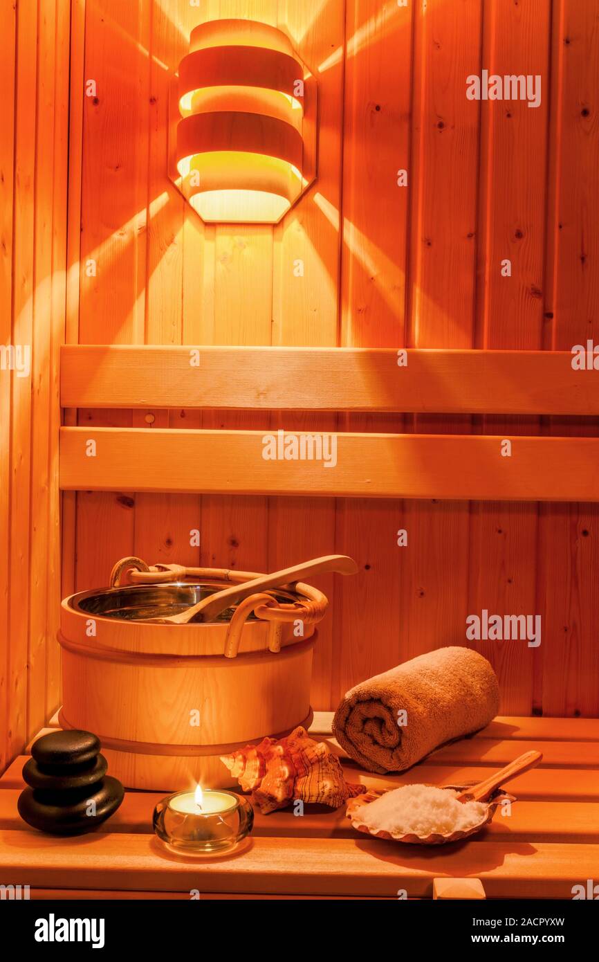 Wellness and spa in the sauna Stock Photo - Alamy