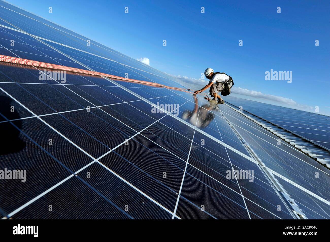 Solar panel installation. Installation of photovoltaic panels on the ...