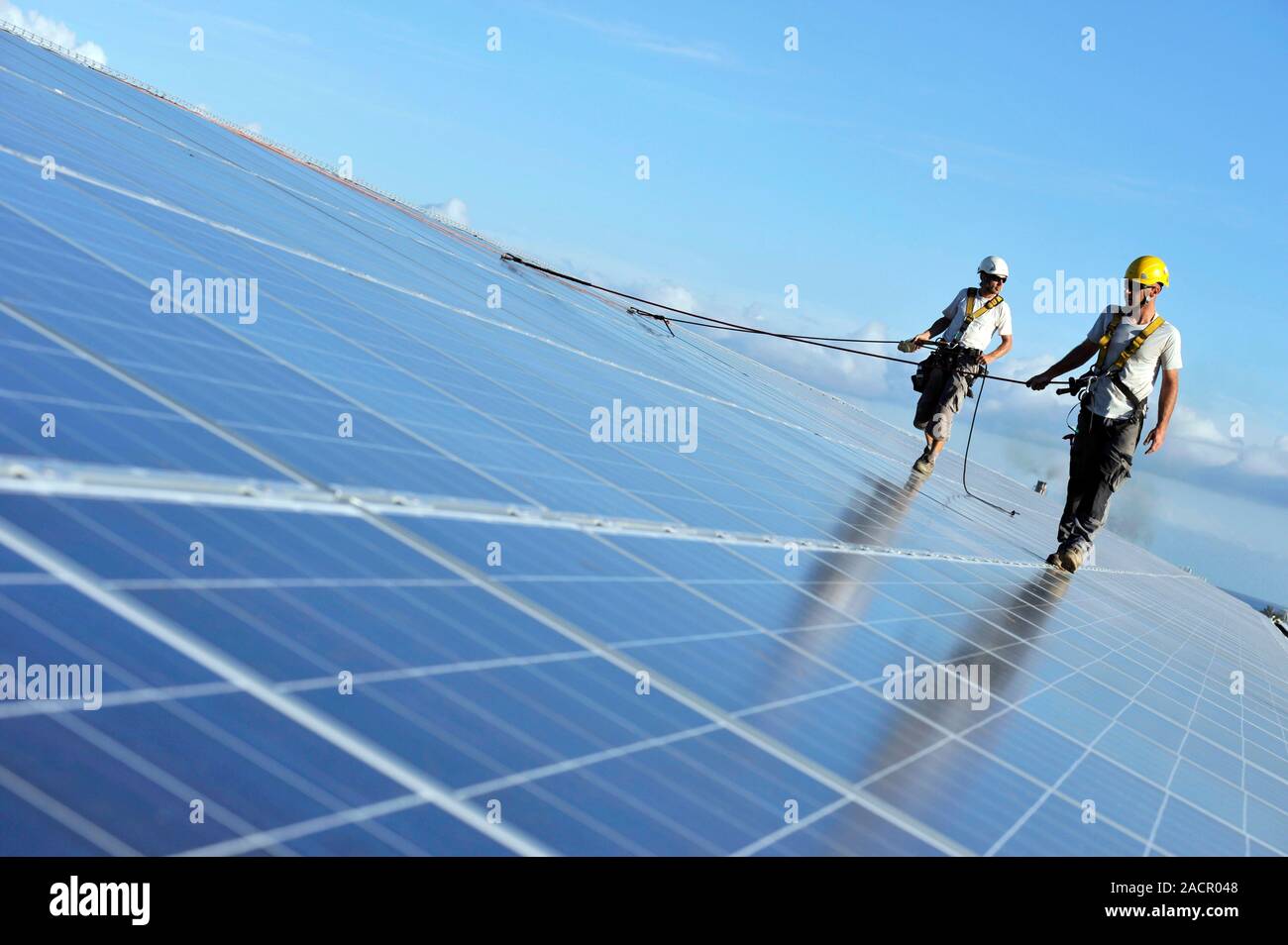 Solar panel installation. Installation of photovoltaic panels on the ...