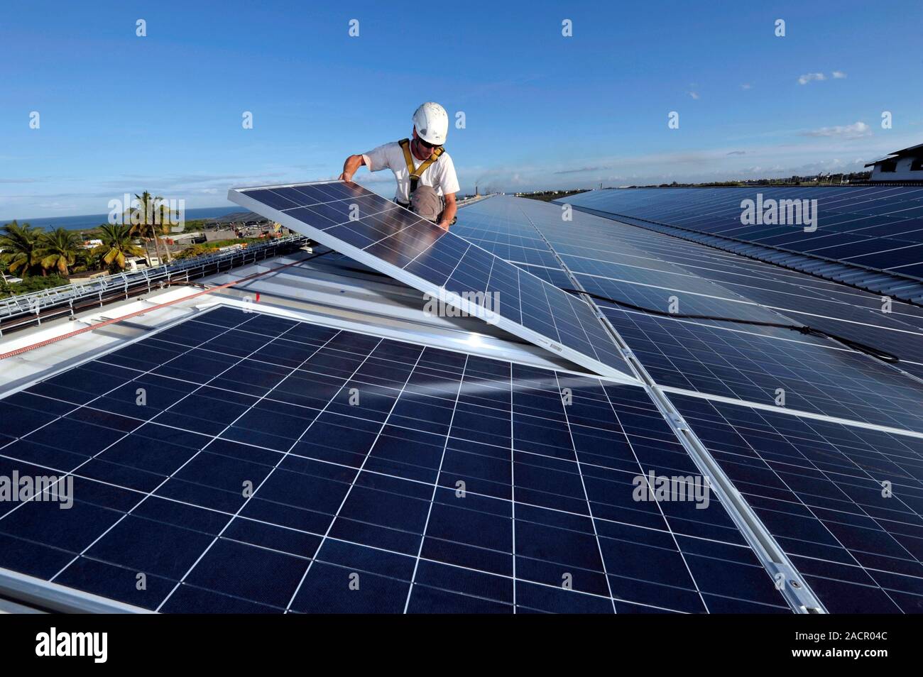 Solar panel installation. Installation of photovoltaic panels on the ...