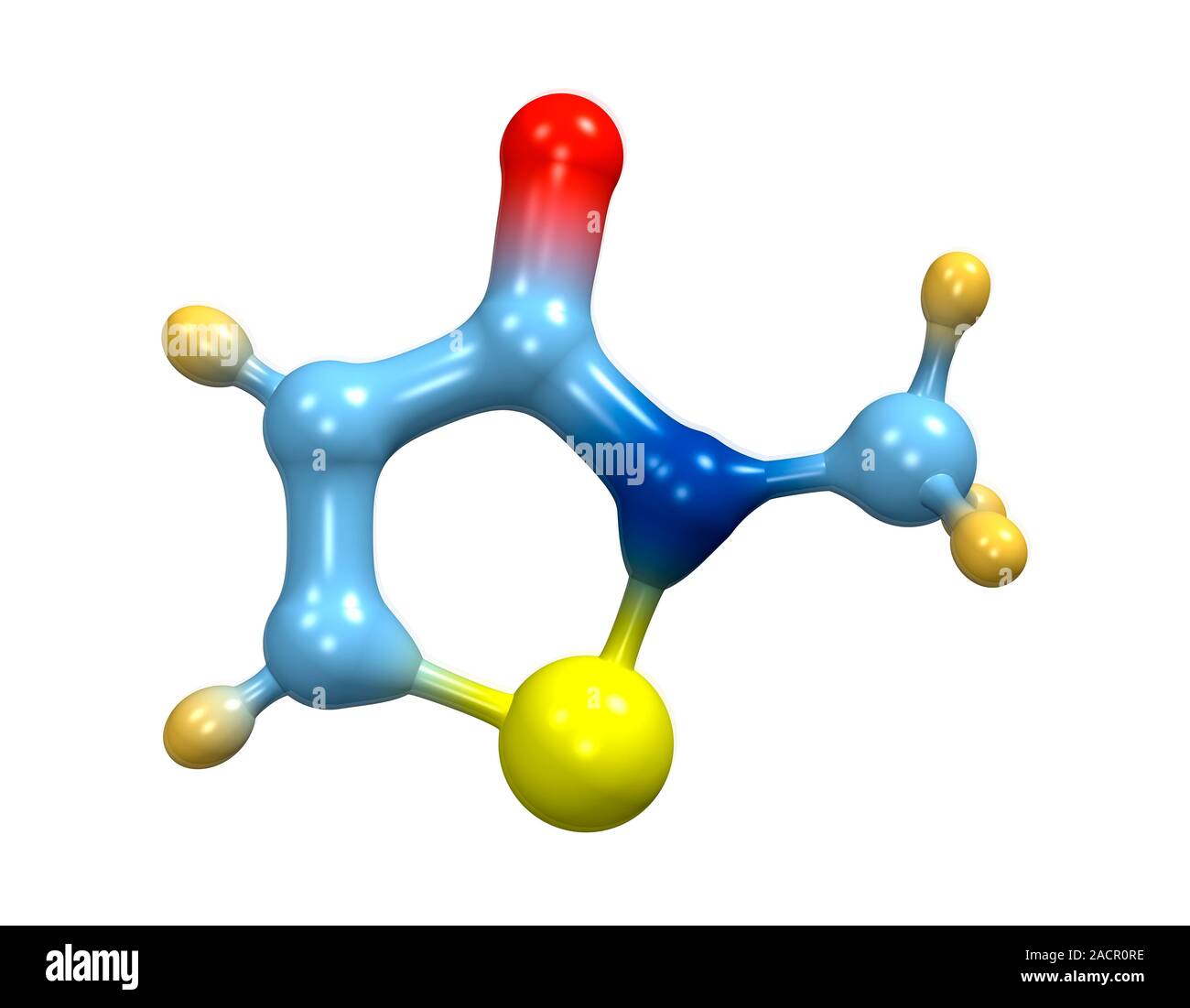 Methylisothiazolinone preservative molecule. Computer artwork showing ...