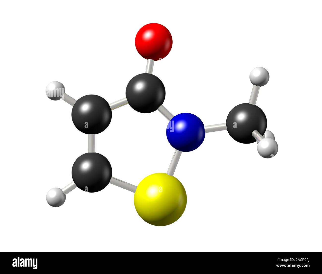 Methylisothiazolinone preservative molecule. Computer artwork showing ...