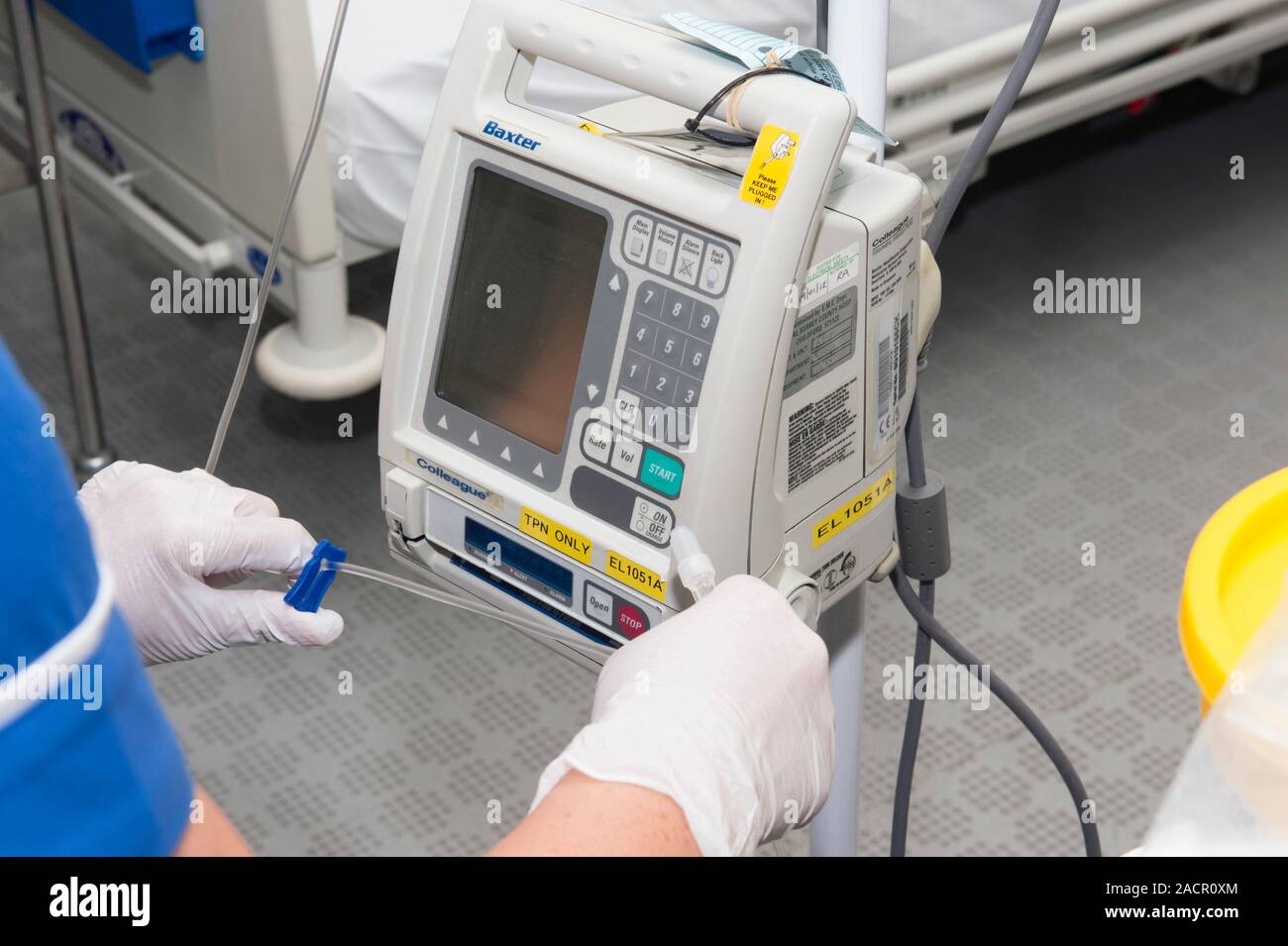 Infusion pump and monitor (Baxter Colleague) used to administer an ...