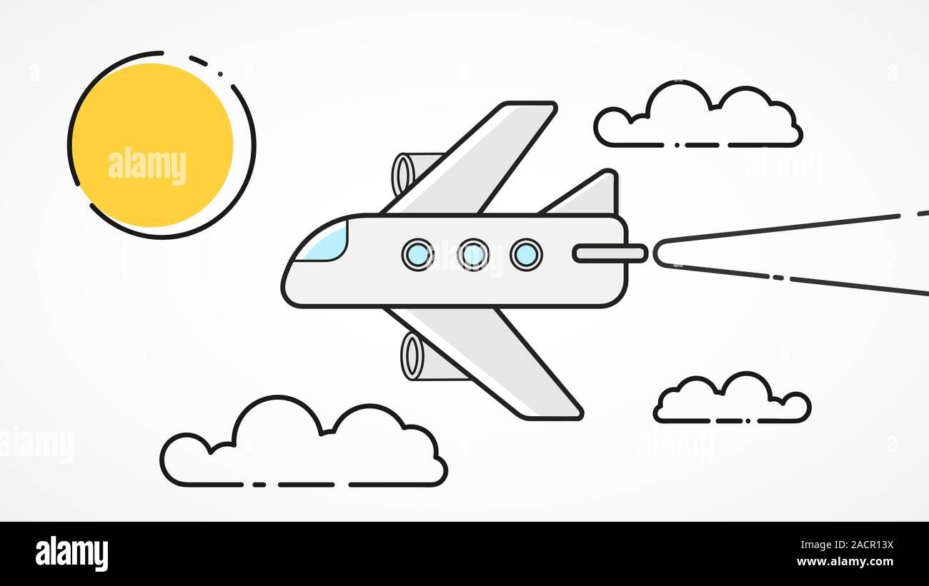 Flat Plane Illustration, View Of Flying Plane Stock Vector Image & Art ...