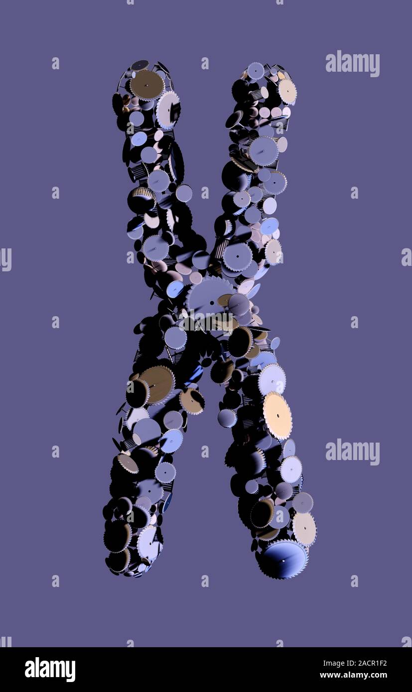 Chromosome as a machine, conceptual image. Computer artwork of a human ...