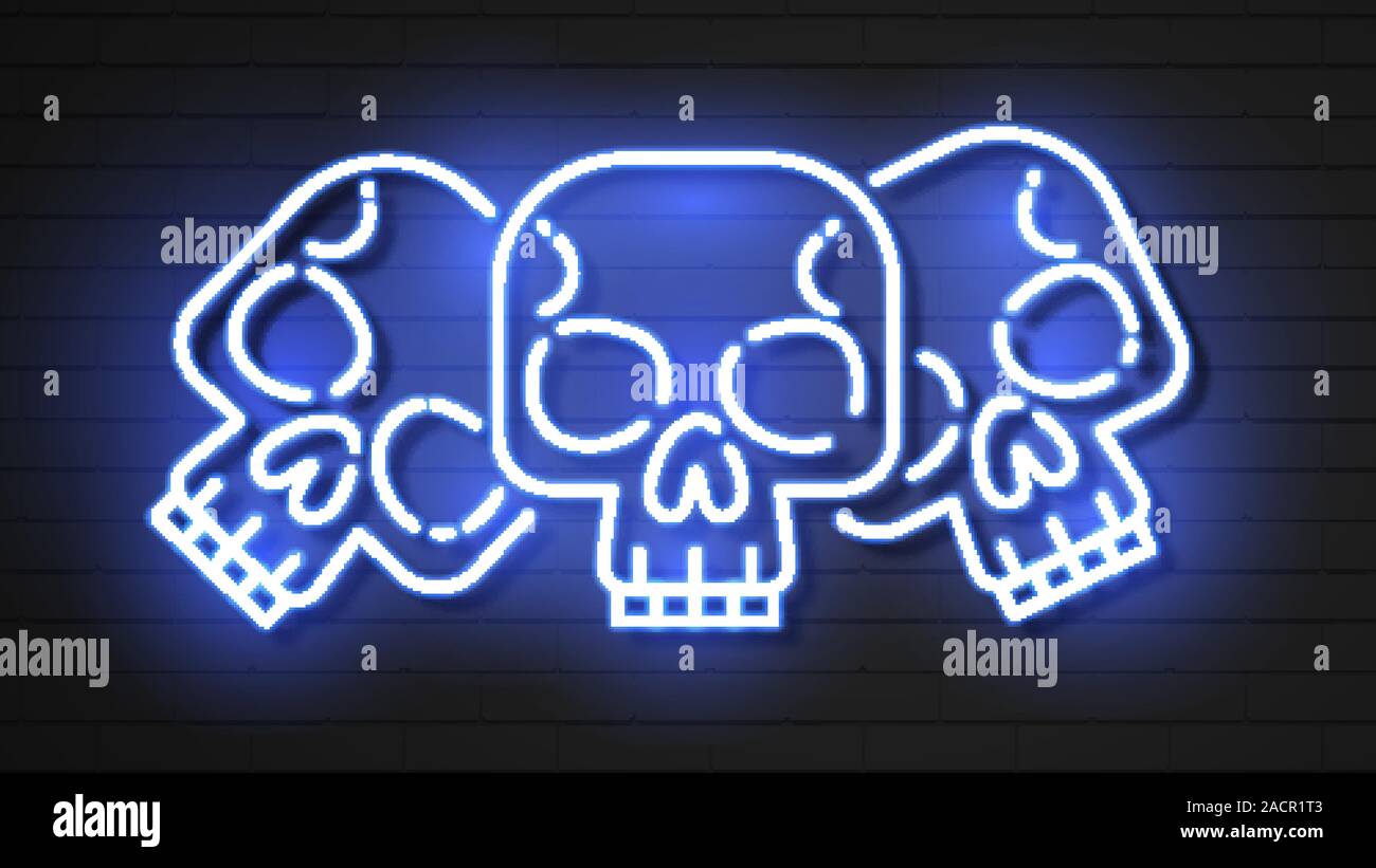 Red neon pirate skull symbol hi-res stock photography and images - Alamy