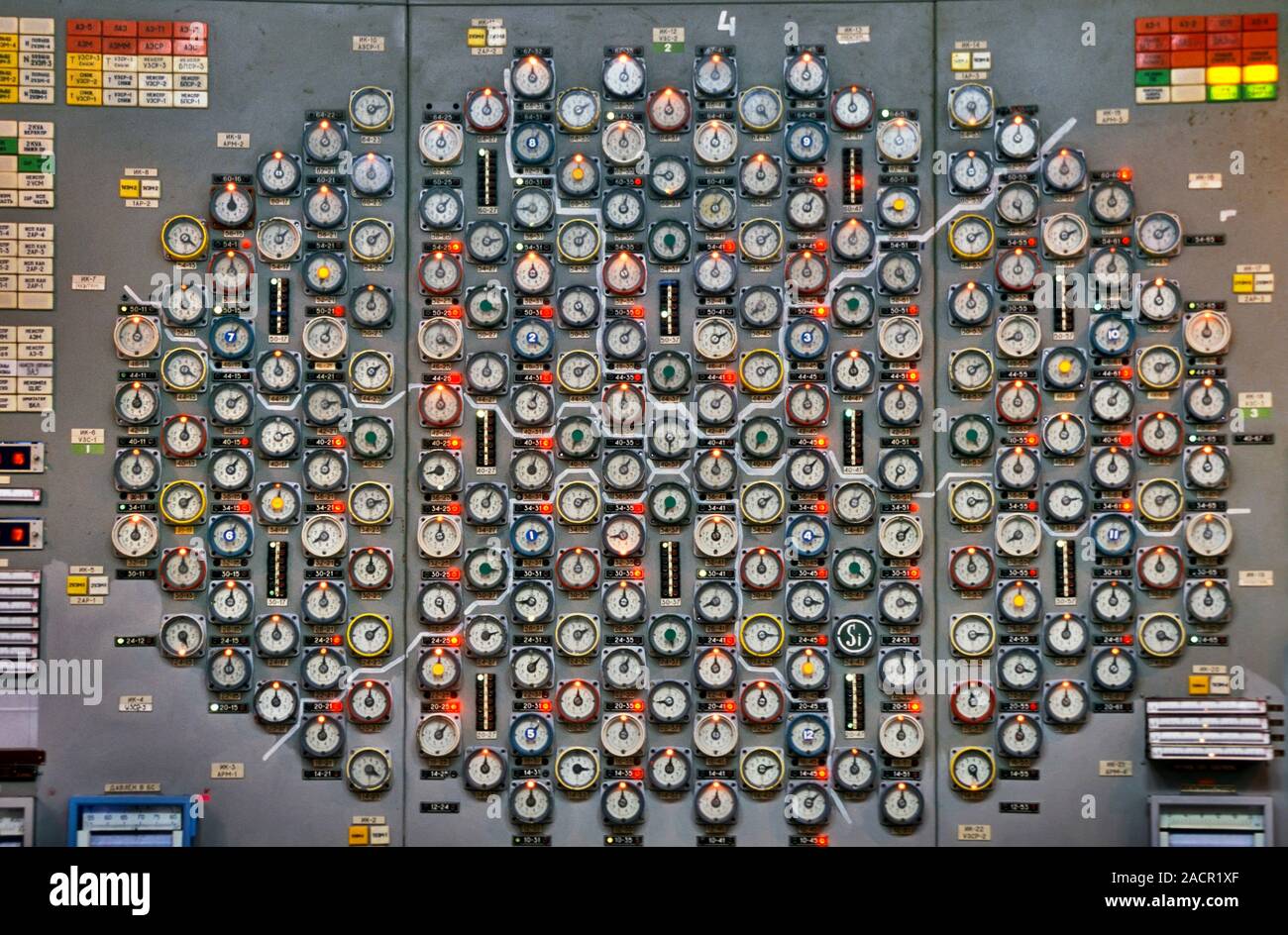Chernobyl reactor 3 control panel. Close-up of the control panel for ... Chernobyl reactor 3 control panel. Close-up of the control panel for ...
