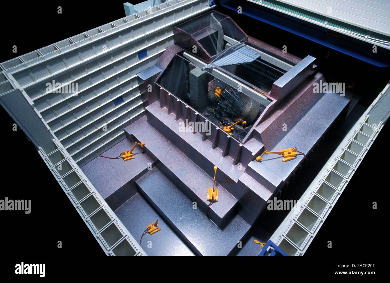 Chernobyl sarcophagus, artwork. Scale model of a shelter over reactor ...