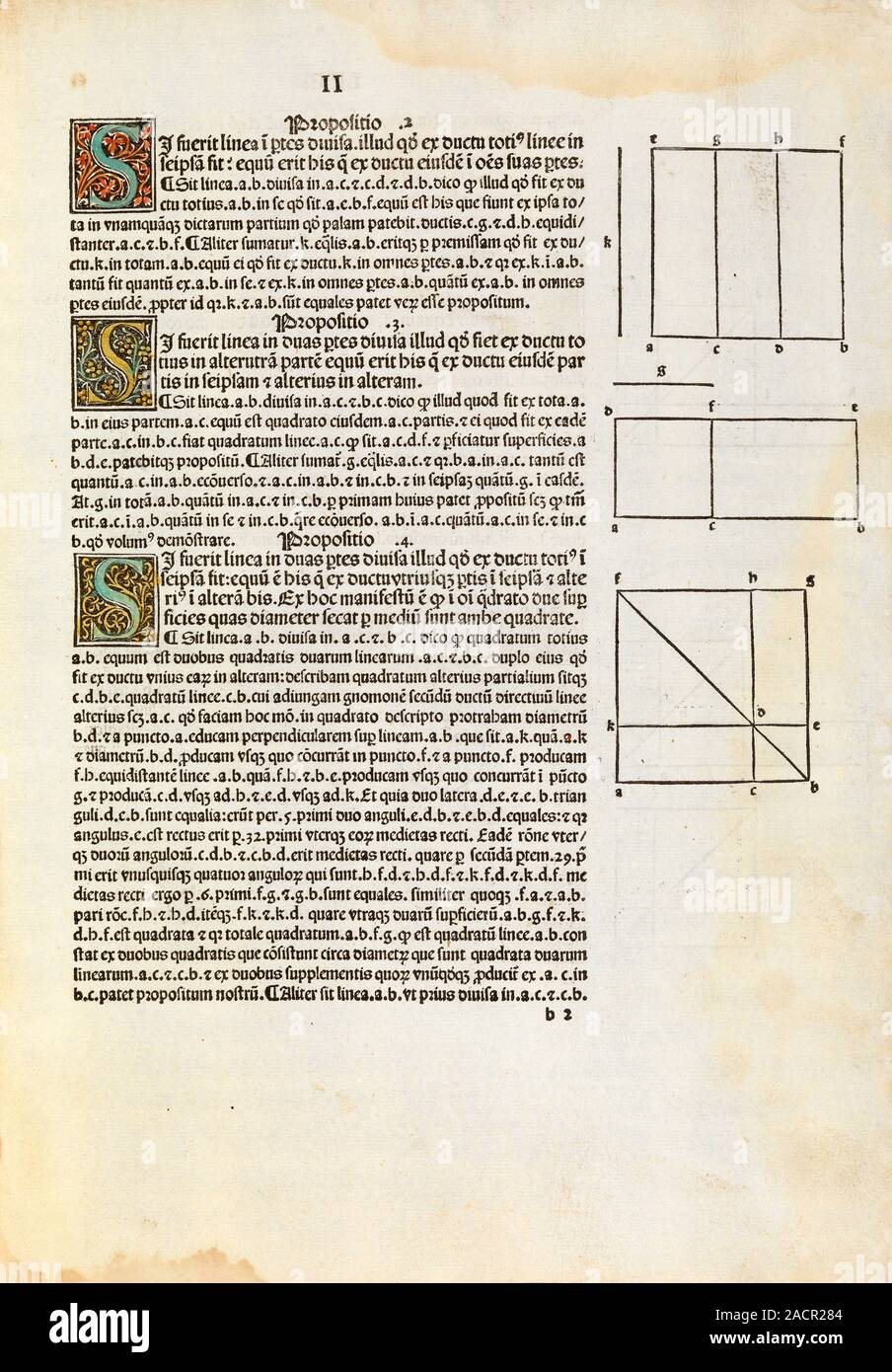 Euclid's Elements of Geometry. Book page with Latin text and diagrams ...