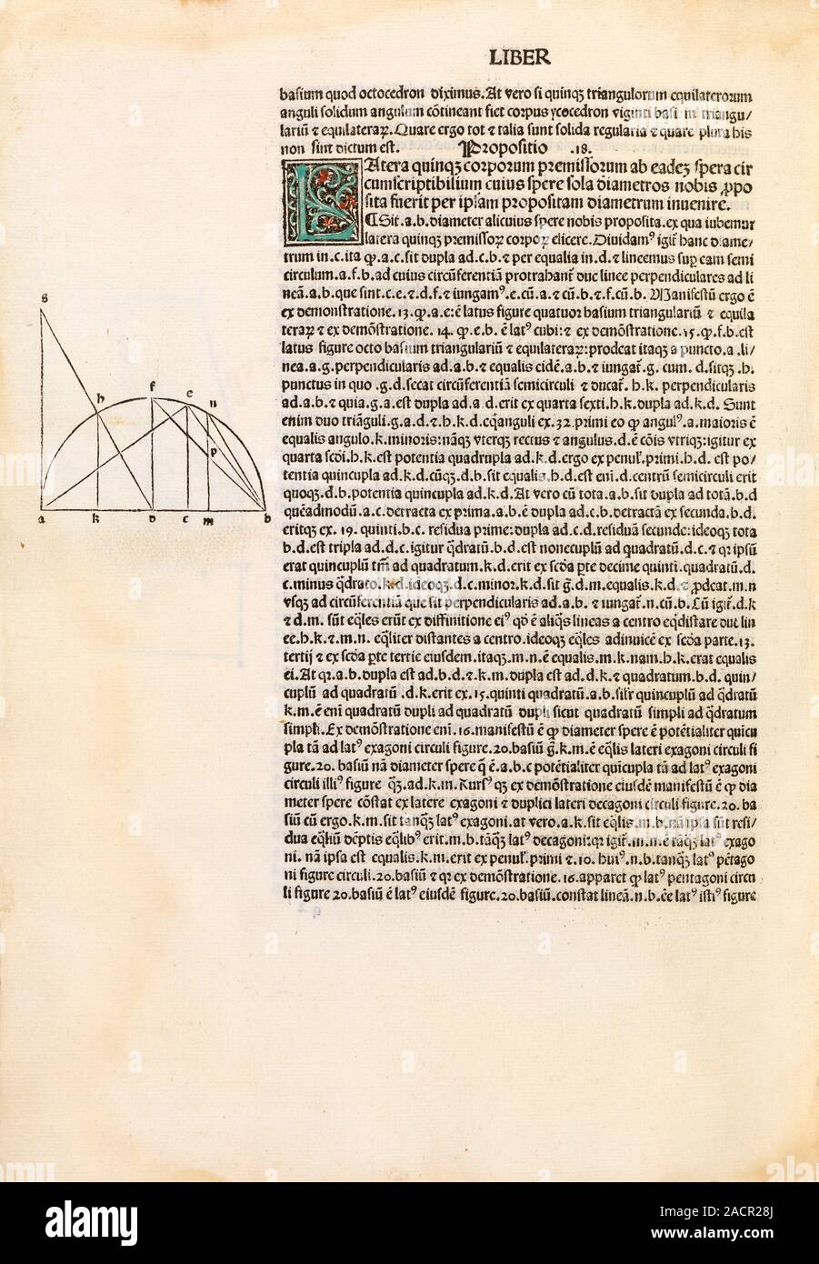 Euclid's Elements of Geometry. Book page with Latin text and diagrams ...