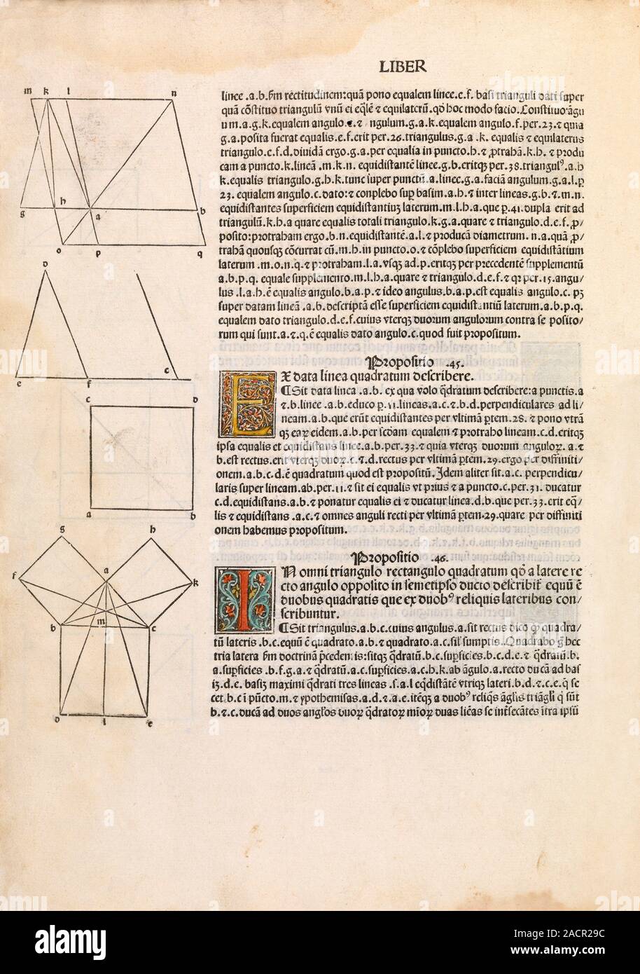 Euclid's Elements of Geometry. Book page with Latin text and diagrams ...