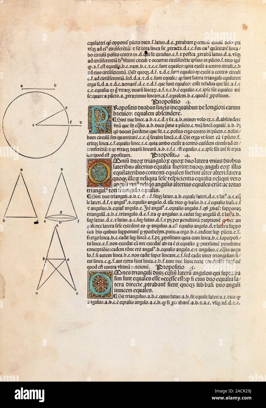 Euclid's Elements of Geometry. Book page with Latin text and diagrams ...