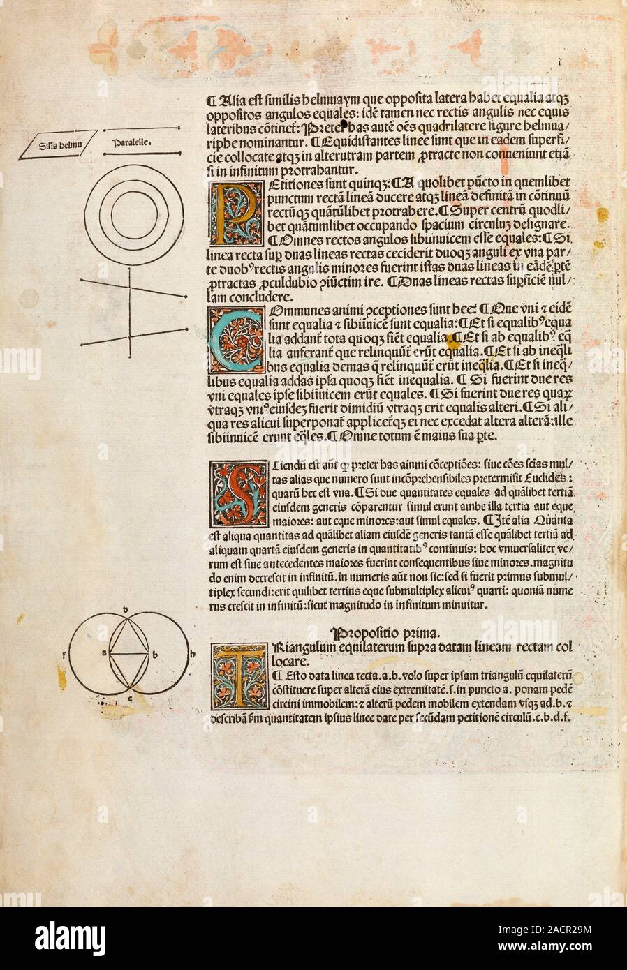 Euclid's Elements of Geometry. Book page with Latin text and diagrams ...