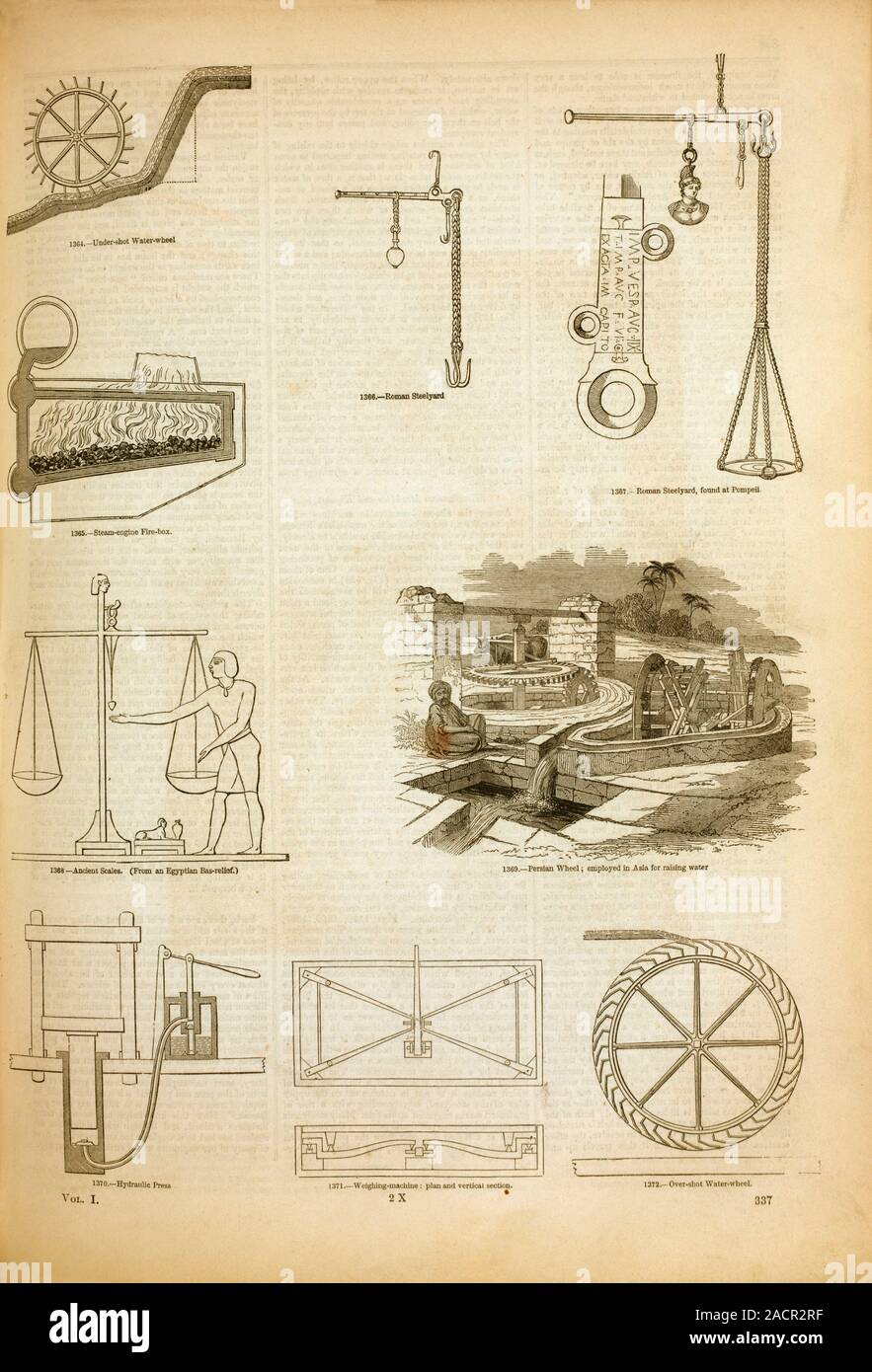 Assorted machines and equipment. 19th-century artworks of various ...