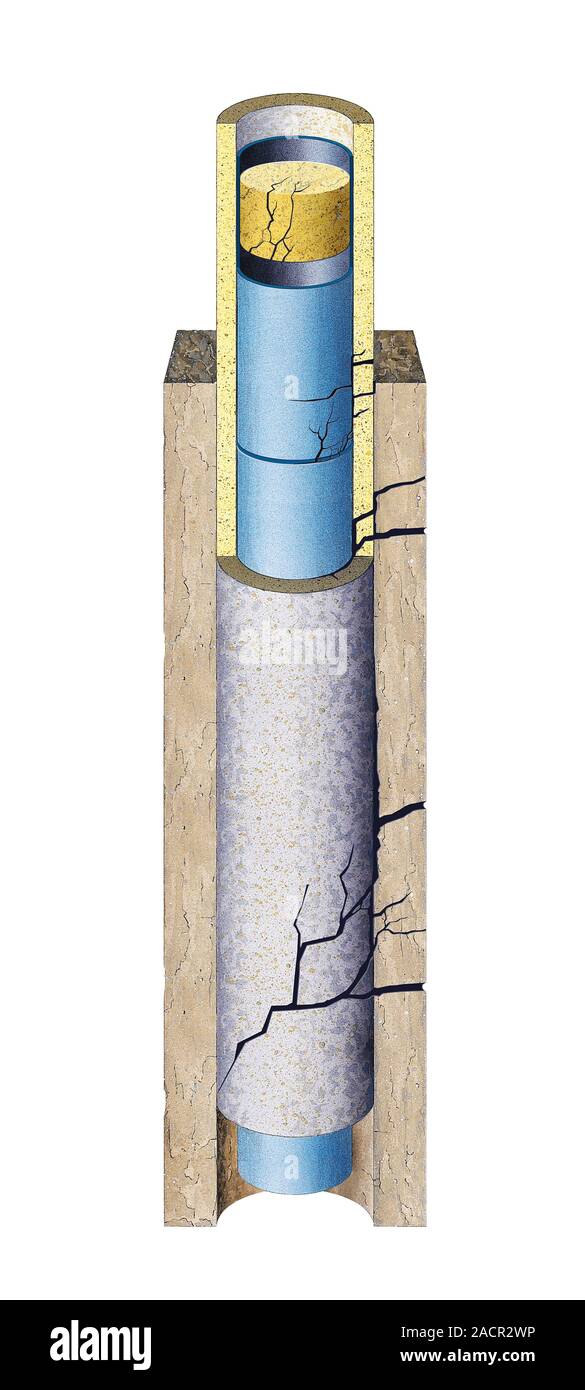 Hydraulic fracturing leaks. Artwork of a hydraulic fracturing well with ...