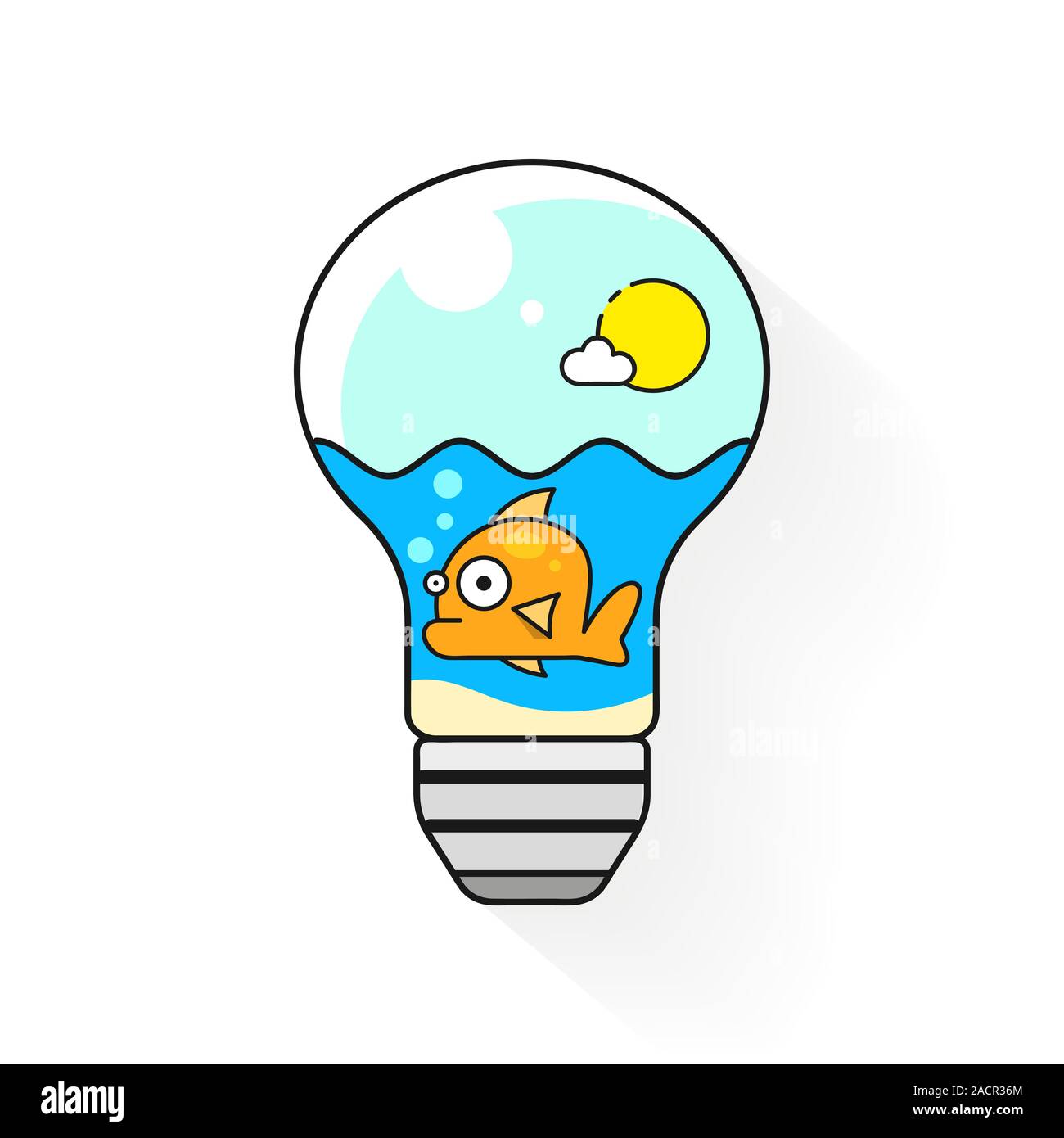 Aquarium fish in a light bulb vector illustration Stock Vector Image ...