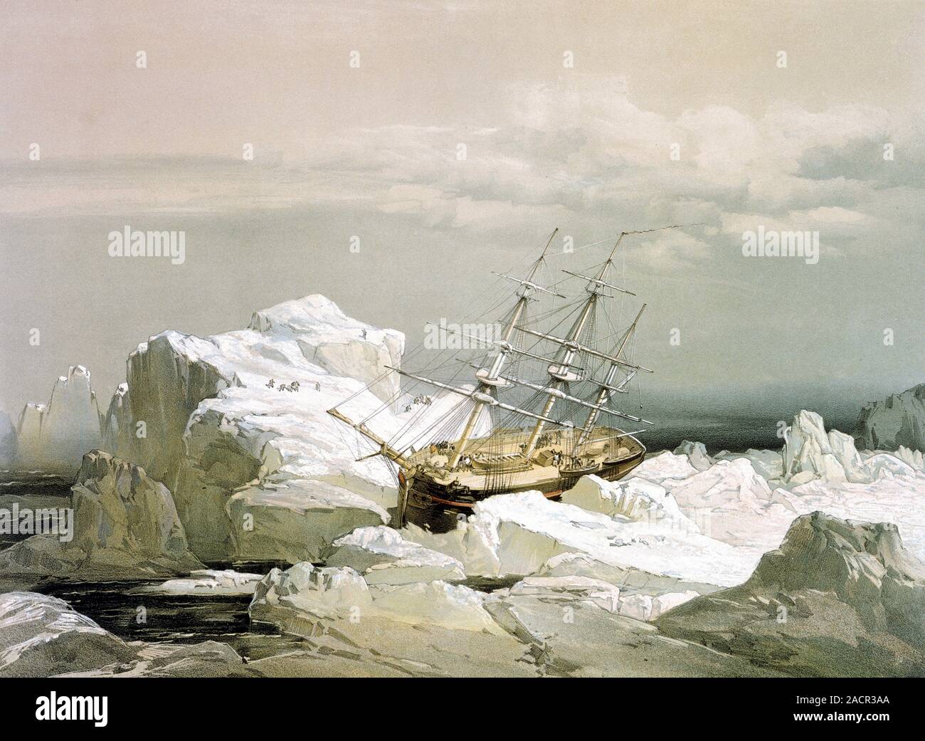 McClure Arctic expedition. 19th-century artwork of a scene from the ...