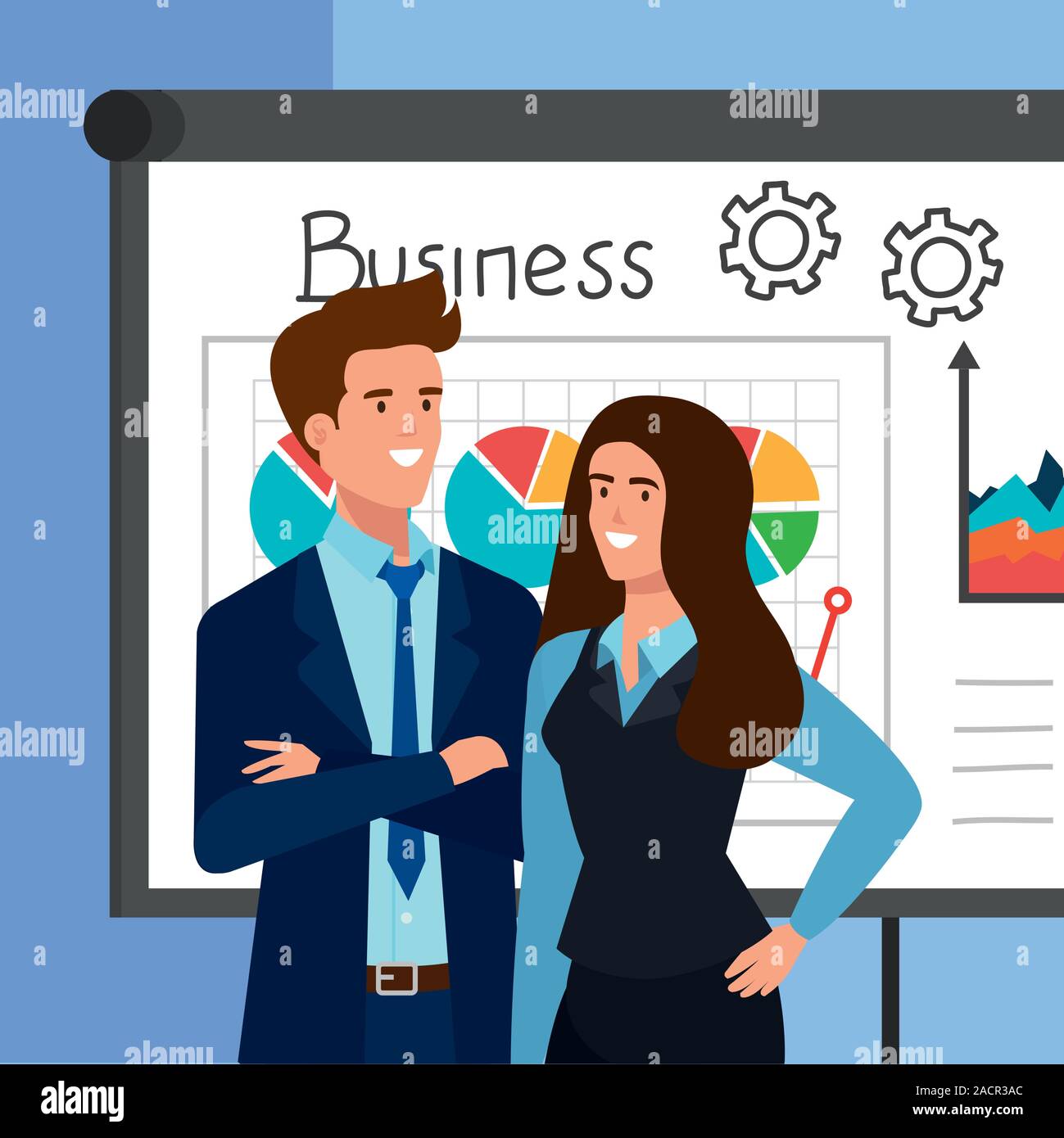 business couple with infographics presentation Stock Vector Image & Art ...