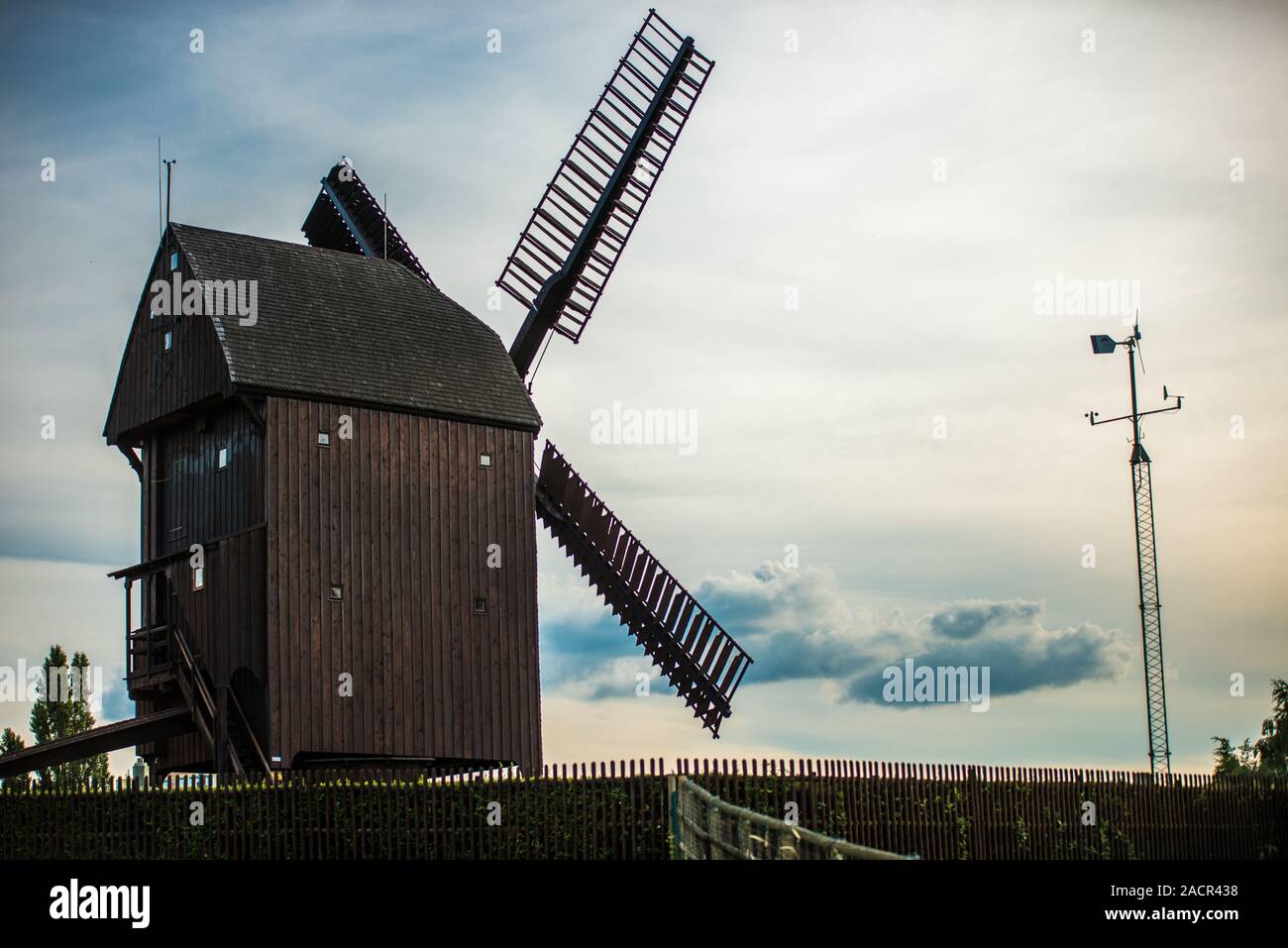 big brown windmill in Berlin Stock Photo - Alamy