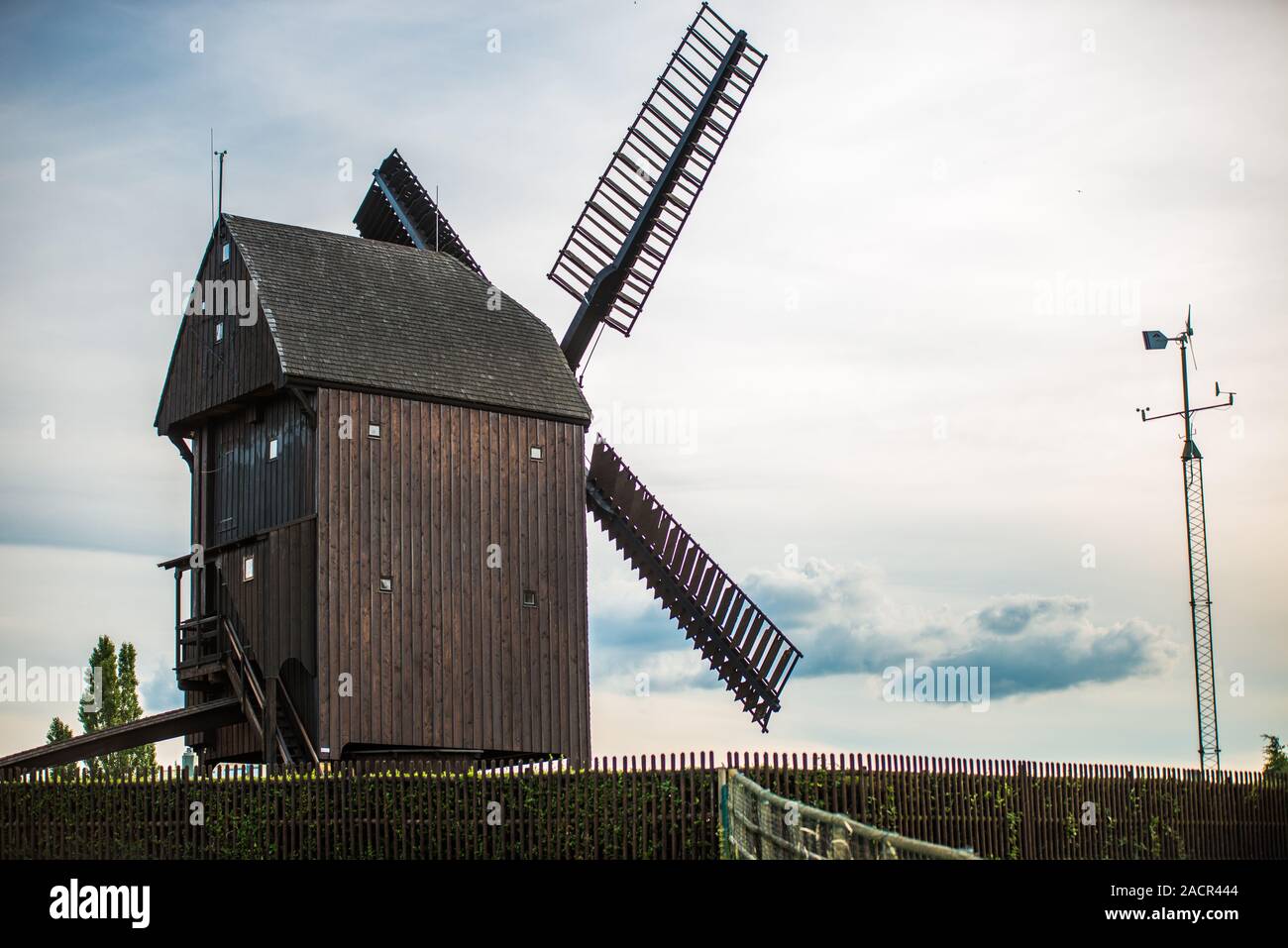 big brown windmill in Berlin Stock Photo - Alamy