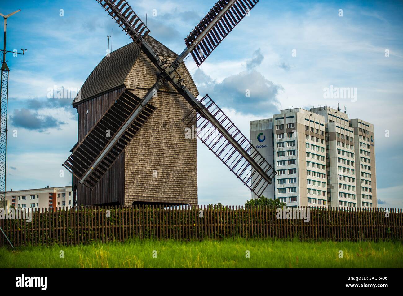 big brown windmill in Berlin Stock Photo - Alamy