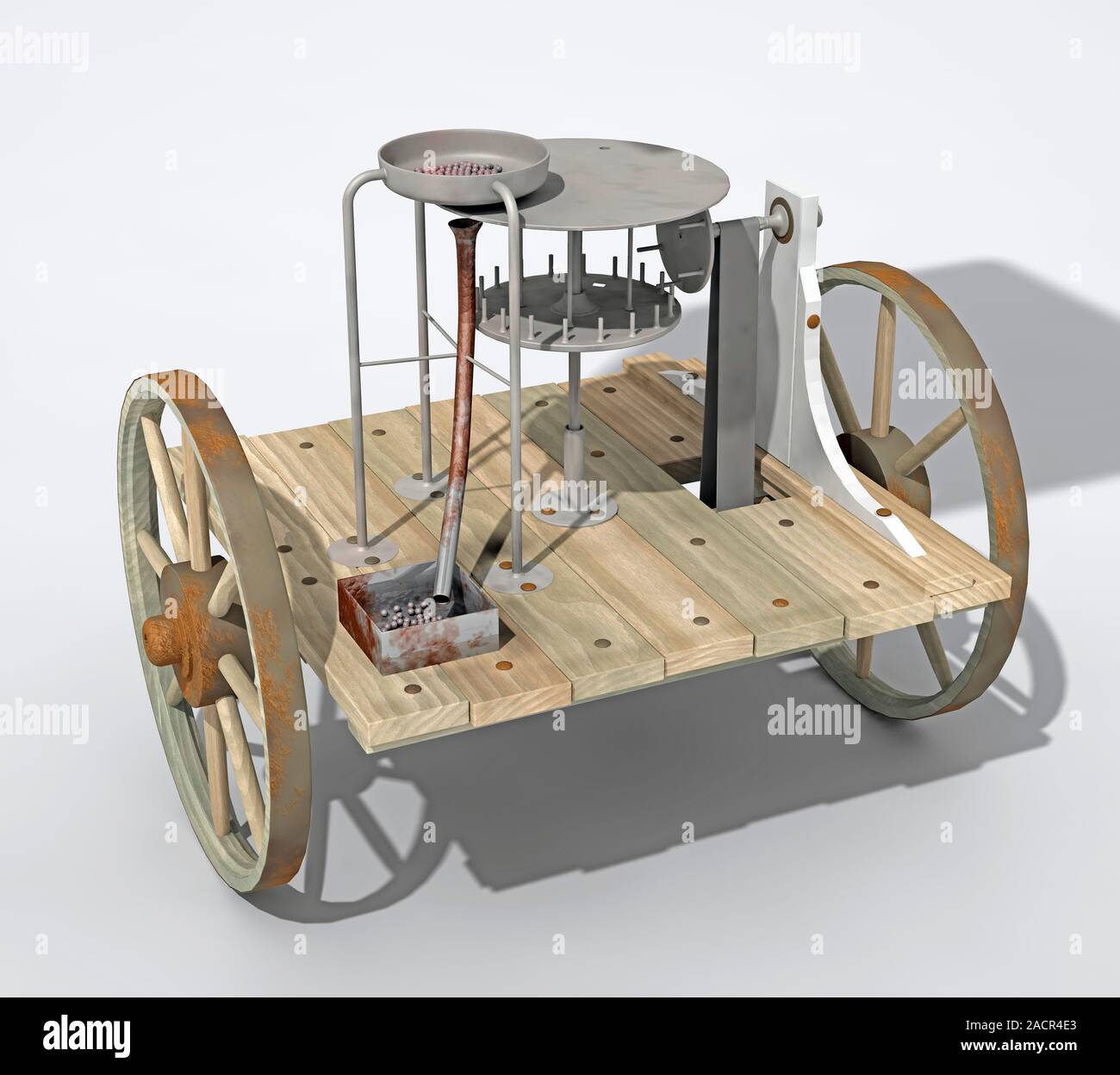 Roman odometer. Artwork of a type of odometer (for measuring distances ...