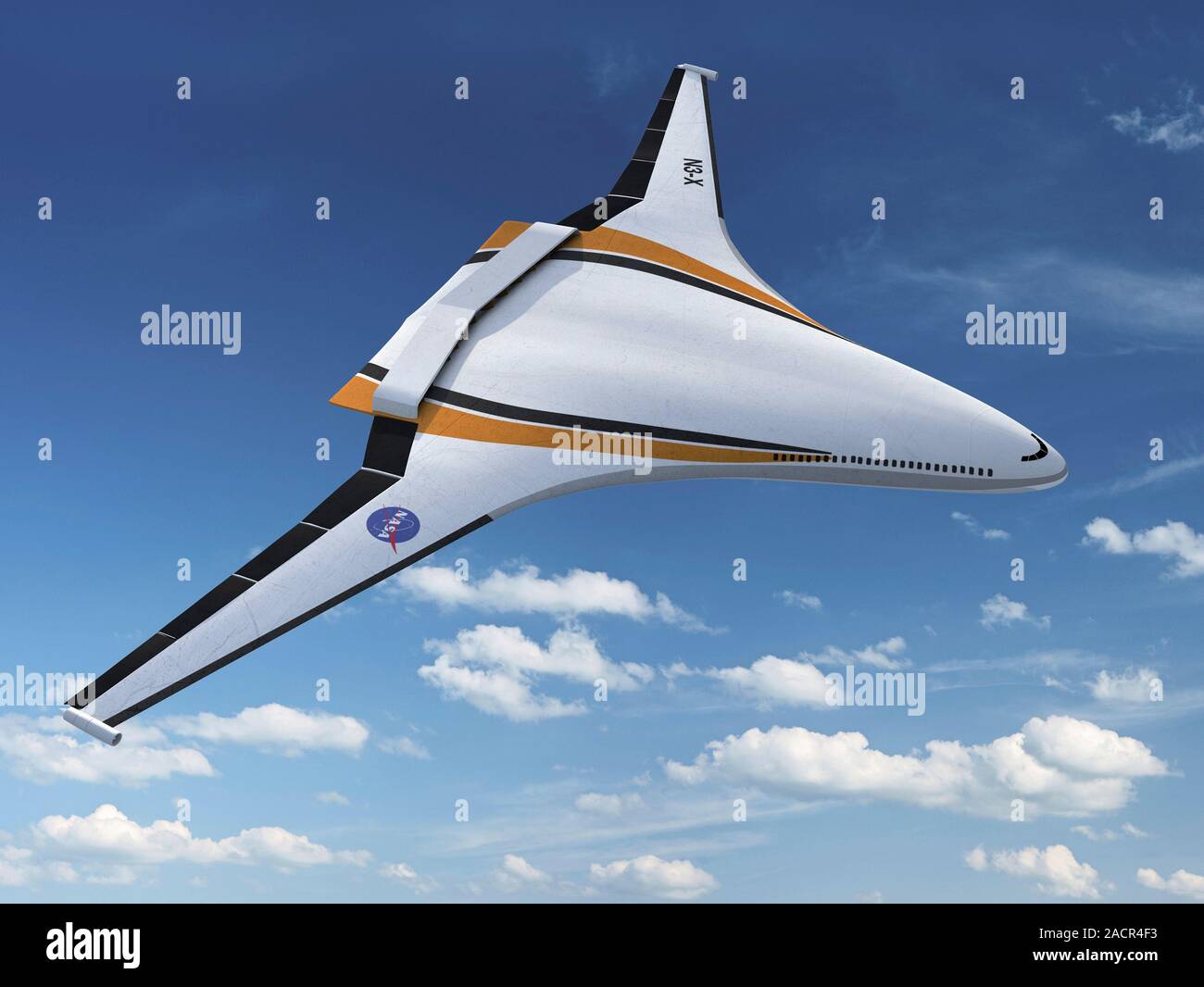 N3-X hybrid wing aircraft. Artwork illustrating an aircraft design concept developed by NASA ...