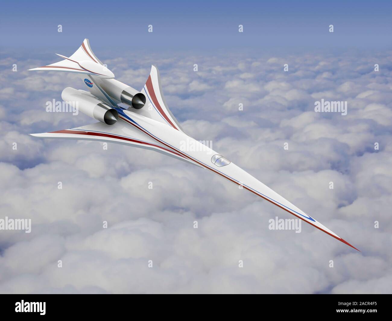 Low-boom supersonic aircraft. Artwork illustrating an aircraft design ...