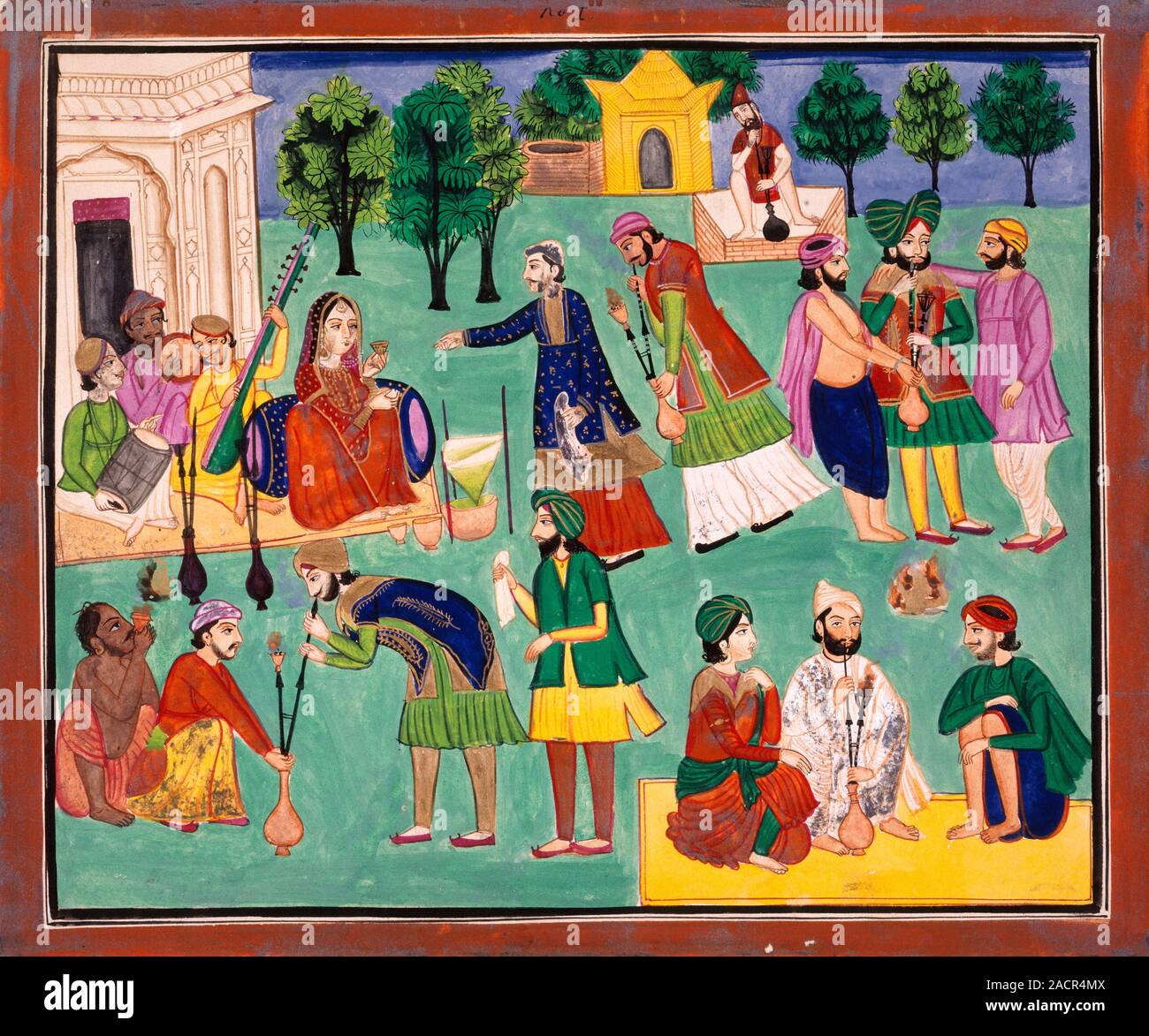 Smoking charas. 19th-century artwork of the drug charas being smoked in ...