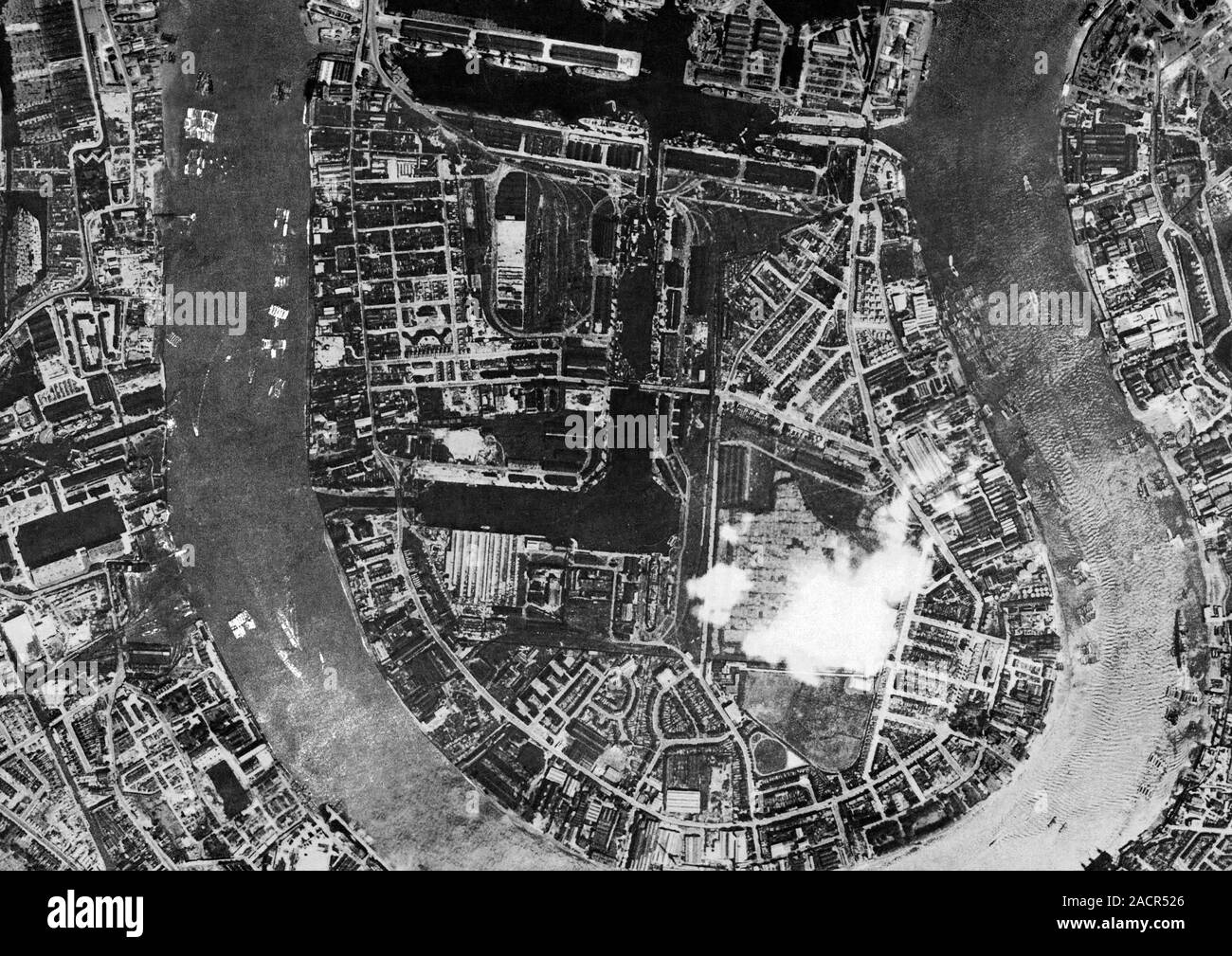Isle of Dogs, London, historical aerial photographic mosaic taken ...