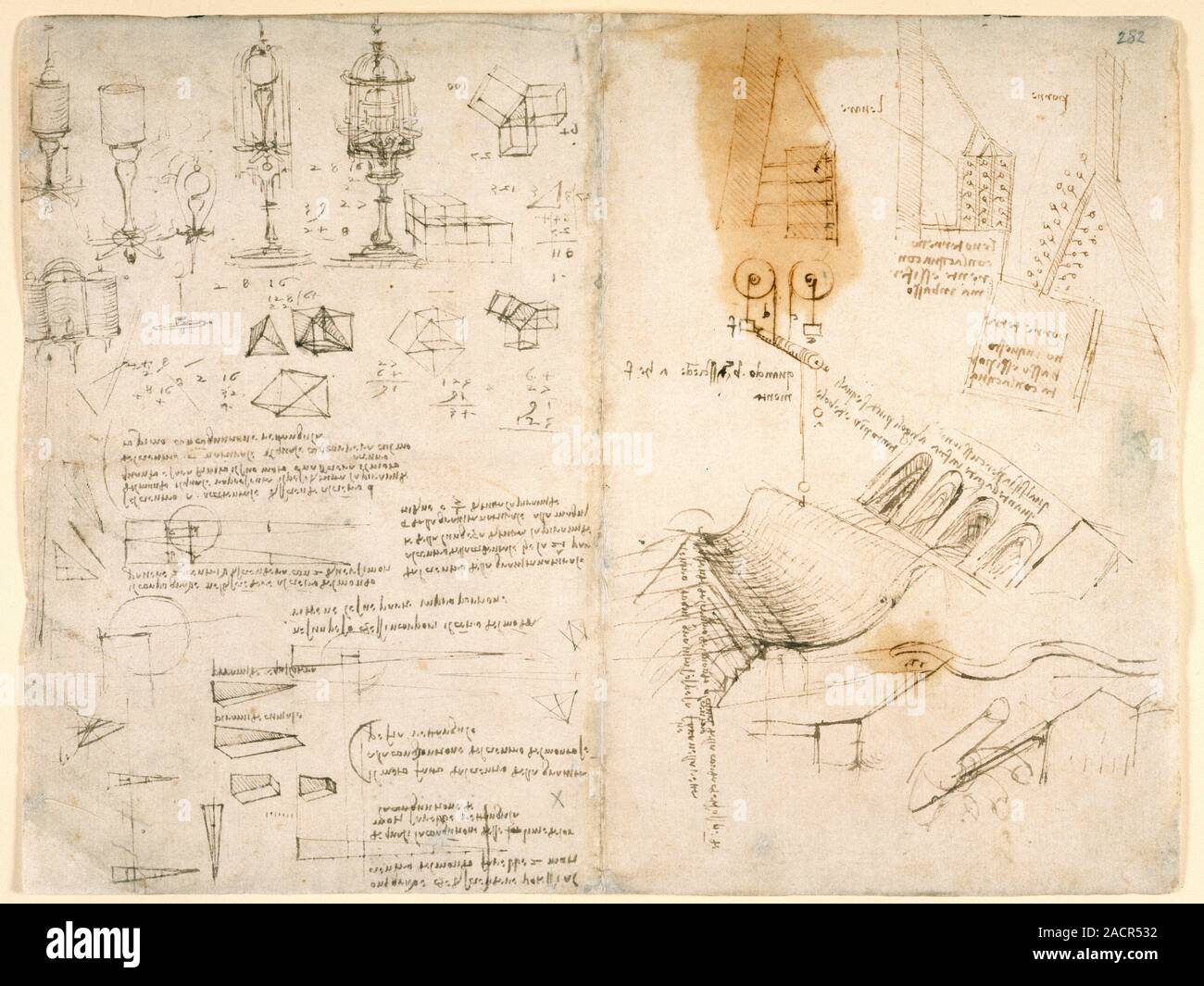 Notes by Leonardo da Vinci, Codex Arundel. Folio pages of notes by ...