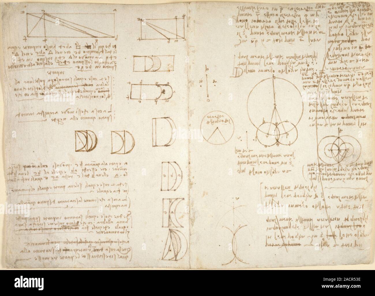Notes by Leonardo da Vinci, Codex Arundel. Folio pages of notes by ...