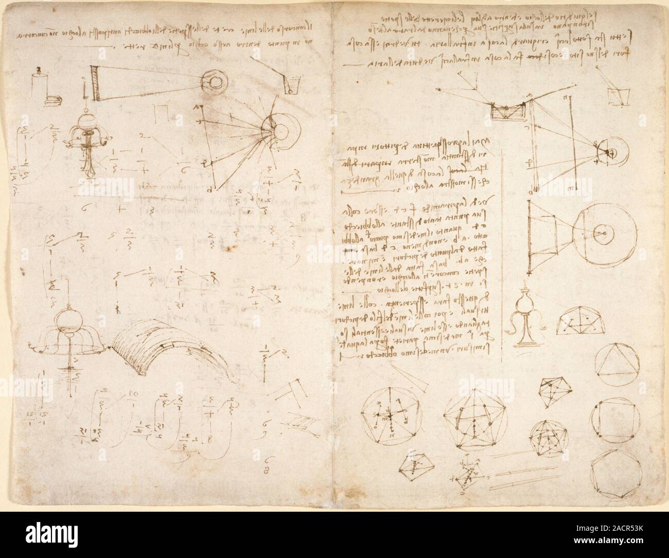Notes by Leonardo da Vinci, Codex Arundel. Folio pages of notes by ...